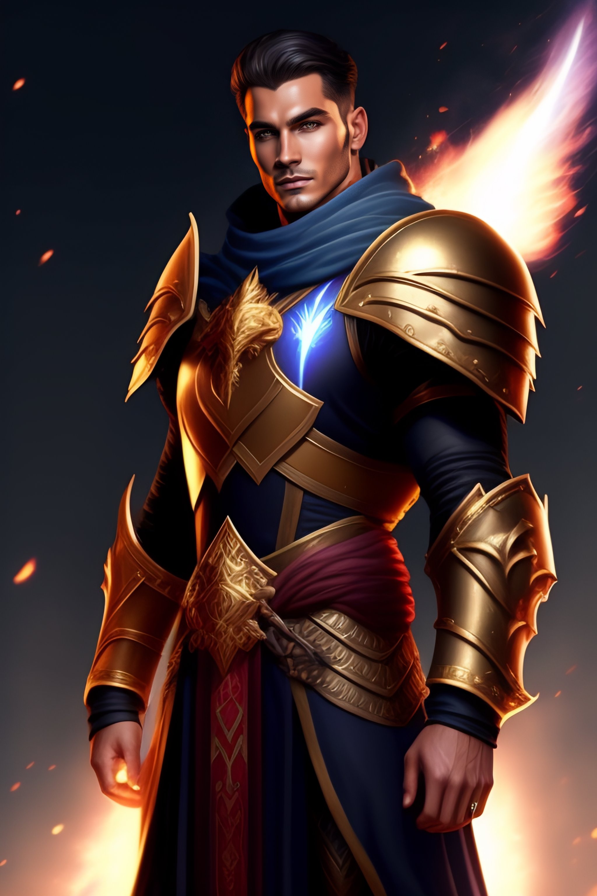 Lexica - Aasimar paladin divine smite men