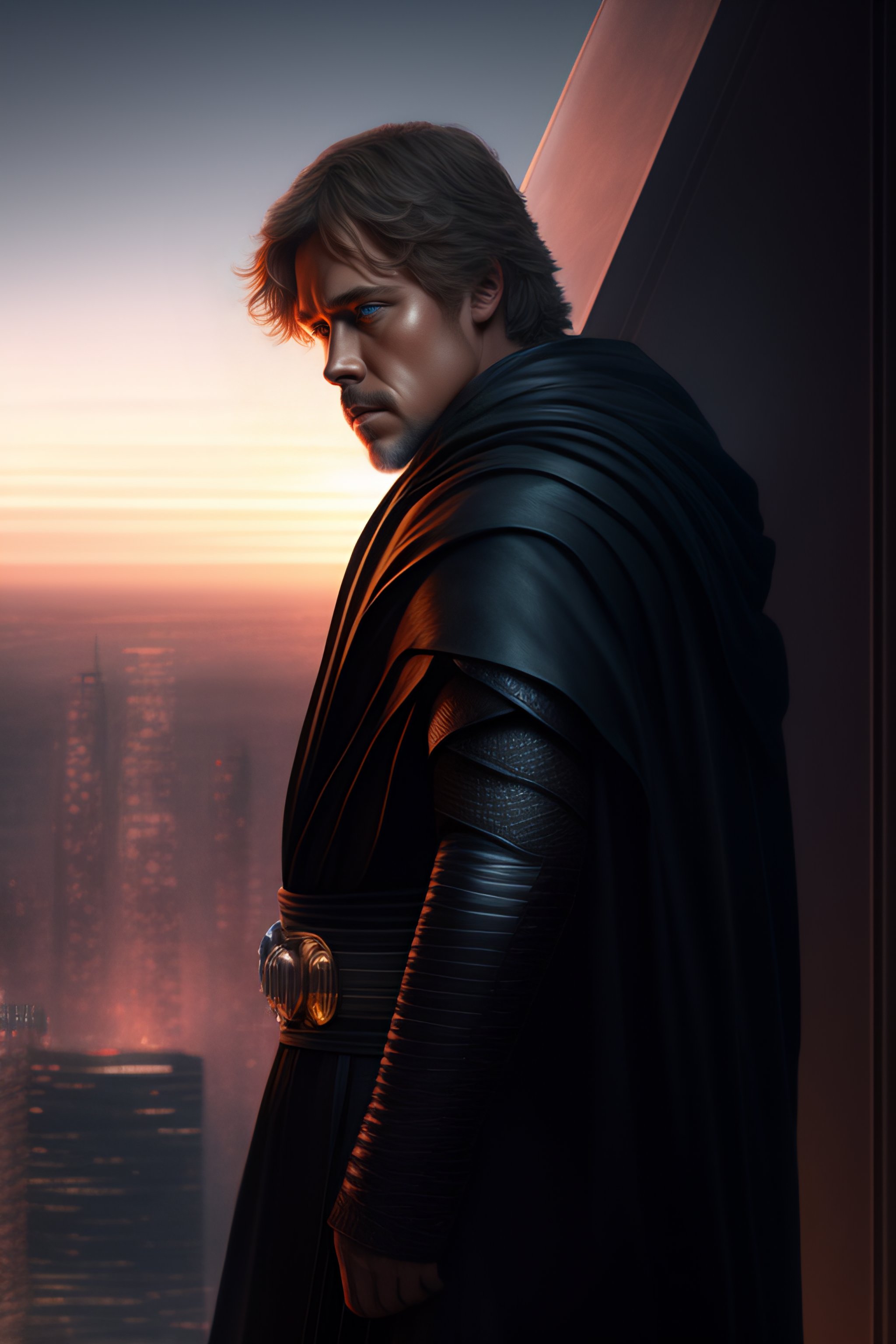 Lexica - Portrait of luke skywalker wearing a black jedi tunic on a ...