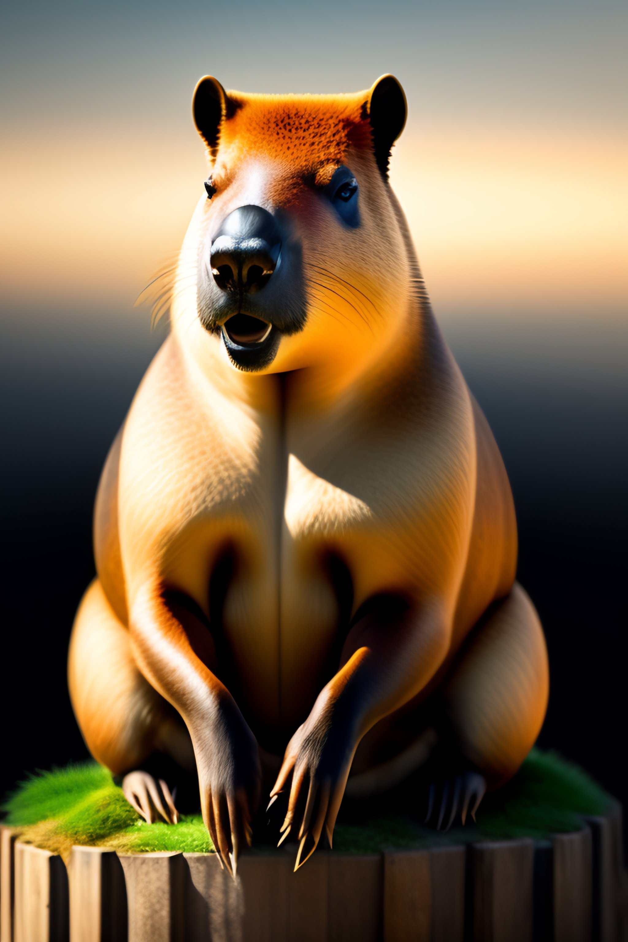 Lexica - Capybara king, sitting on a thron, angry, teeths, realistic, 2d