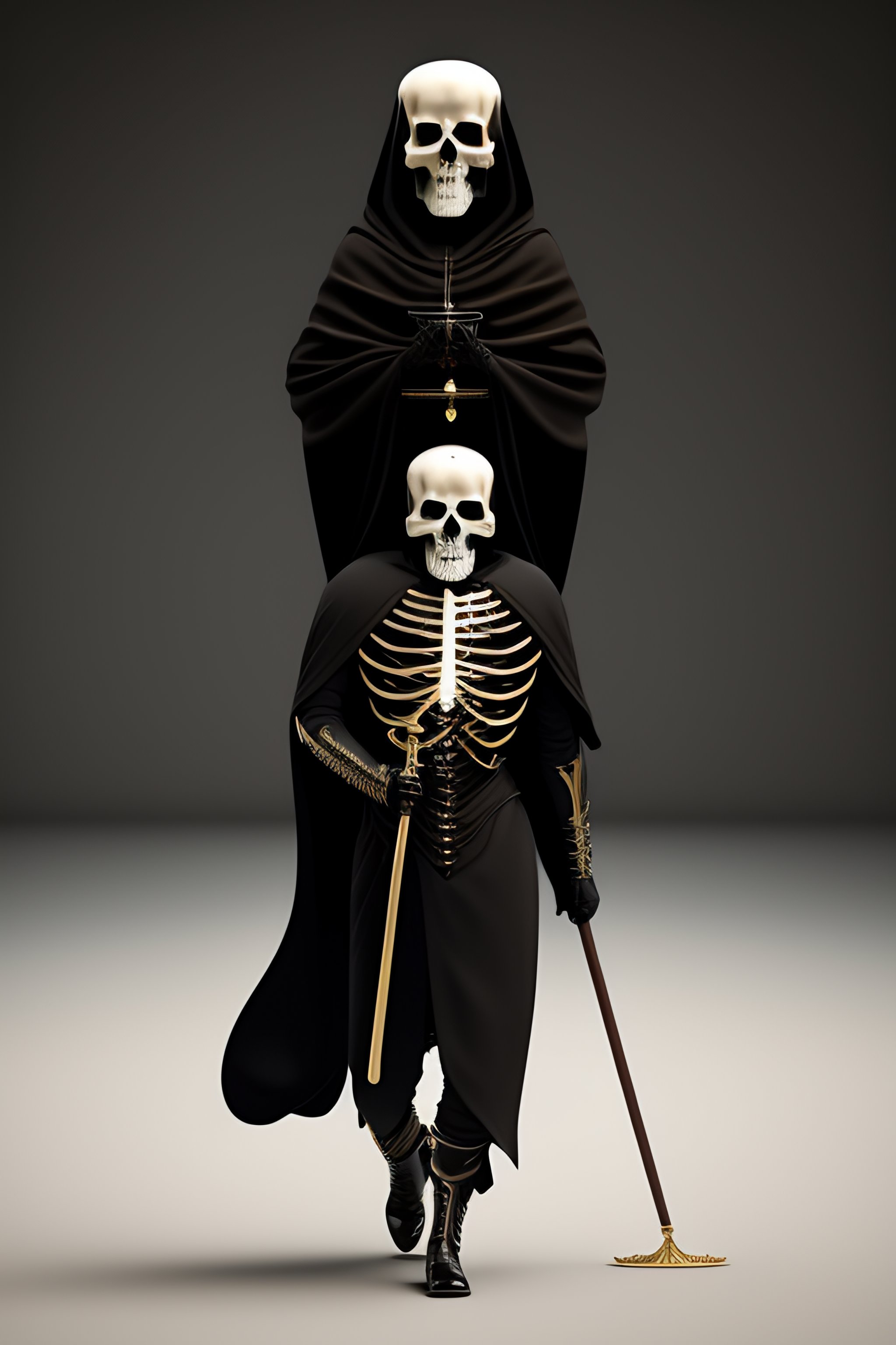 Lexica - Skeleton in black ceremonial robe carrying large bone scythe ...