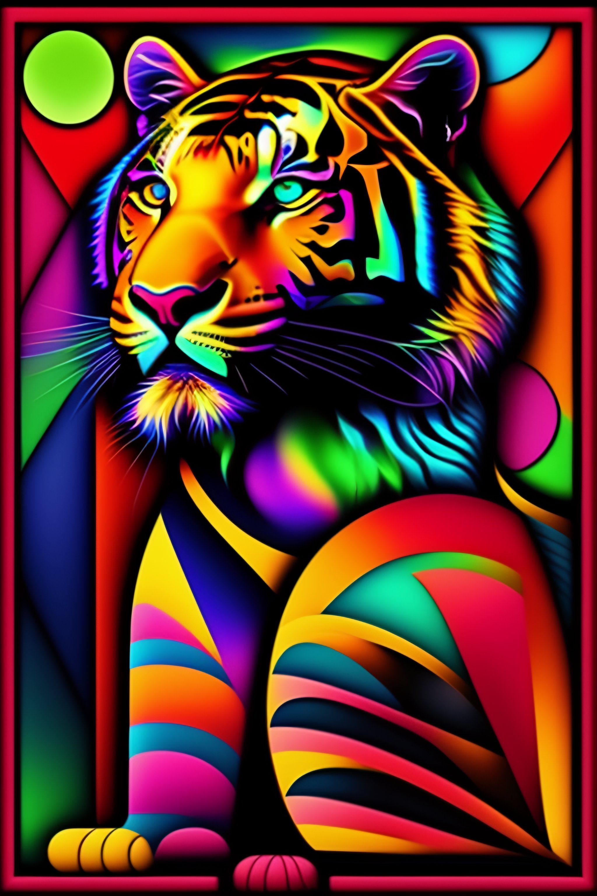 Lexica - Geometric, psychedelic, Picasso style tiger