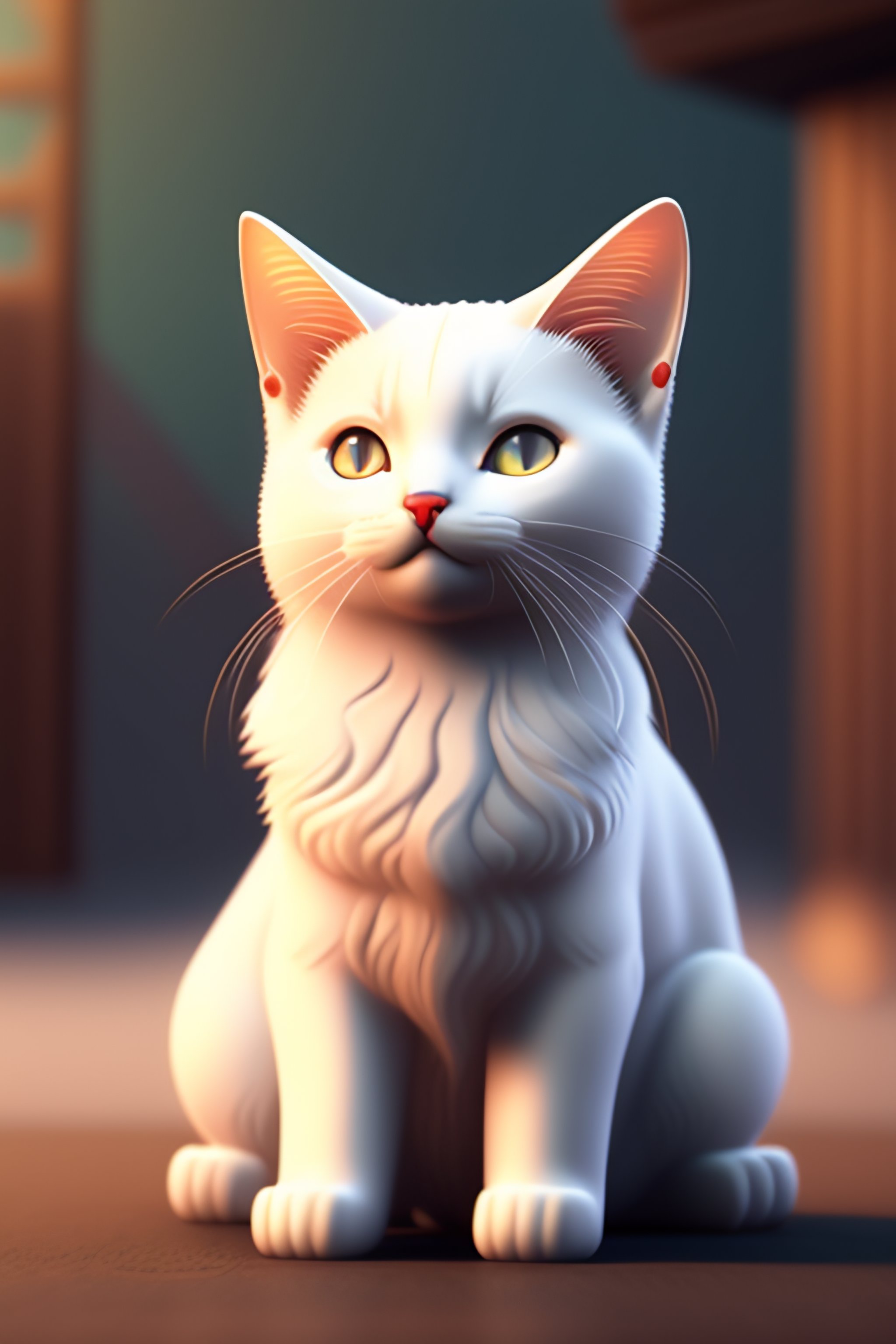 Lexica - Cute chibi white cat, presenting Lunar New Year, 3D, unreal engine