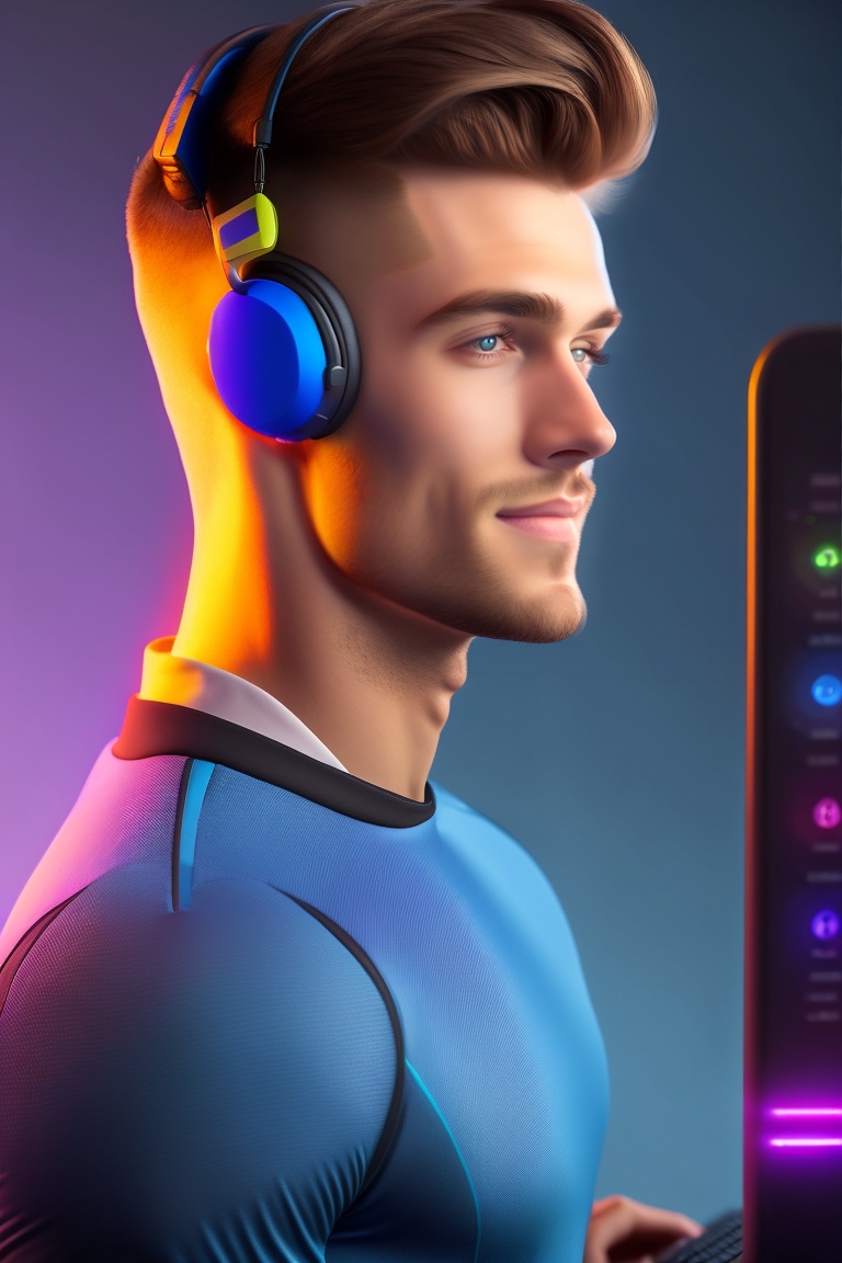 Lexica - A young tech advisor setting on his Studio in Front view ...