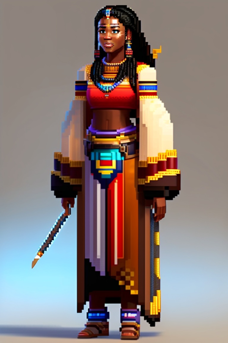 Lexica - Native indigenous woman, brown skin, full body, 2d game, pixel ...
