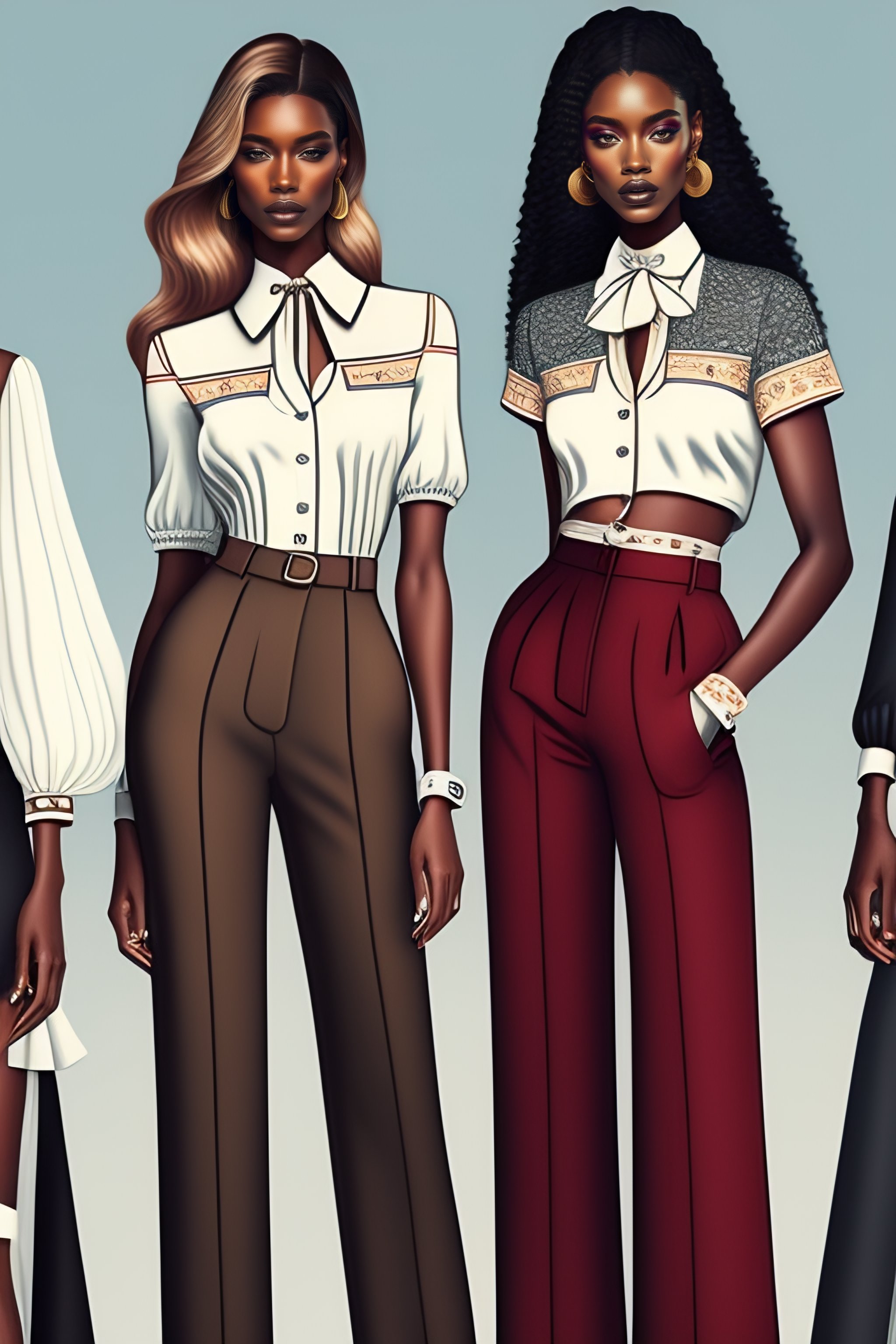 Lexica - Sketch of clothes, blouse and pants, many elements in the ...