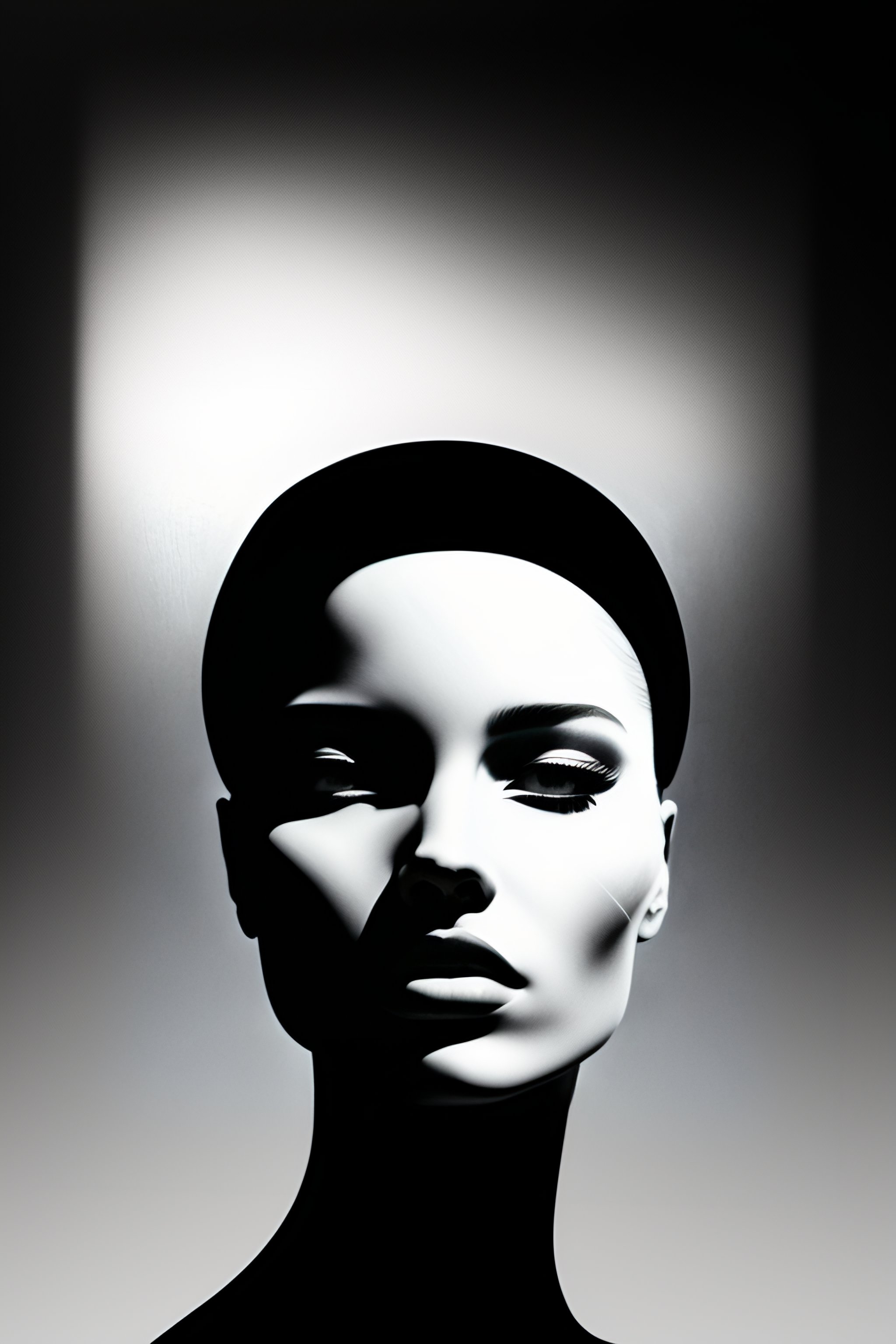 Lexica - Monochrome silhouette of a face, black and white, 2d, side view