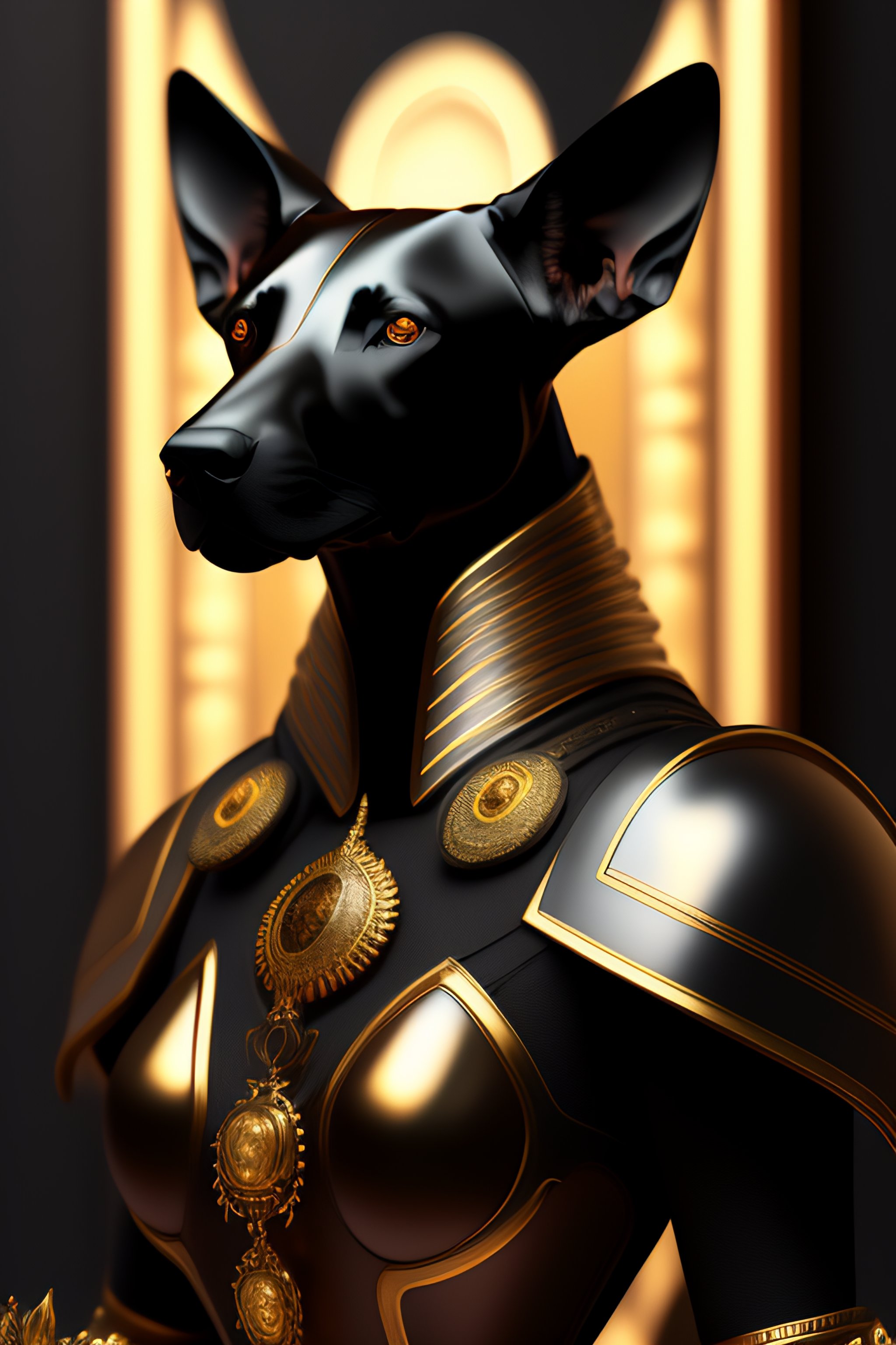 Lexica - Portrait of a cybernetic A black pharaonic dog inlaid with ...