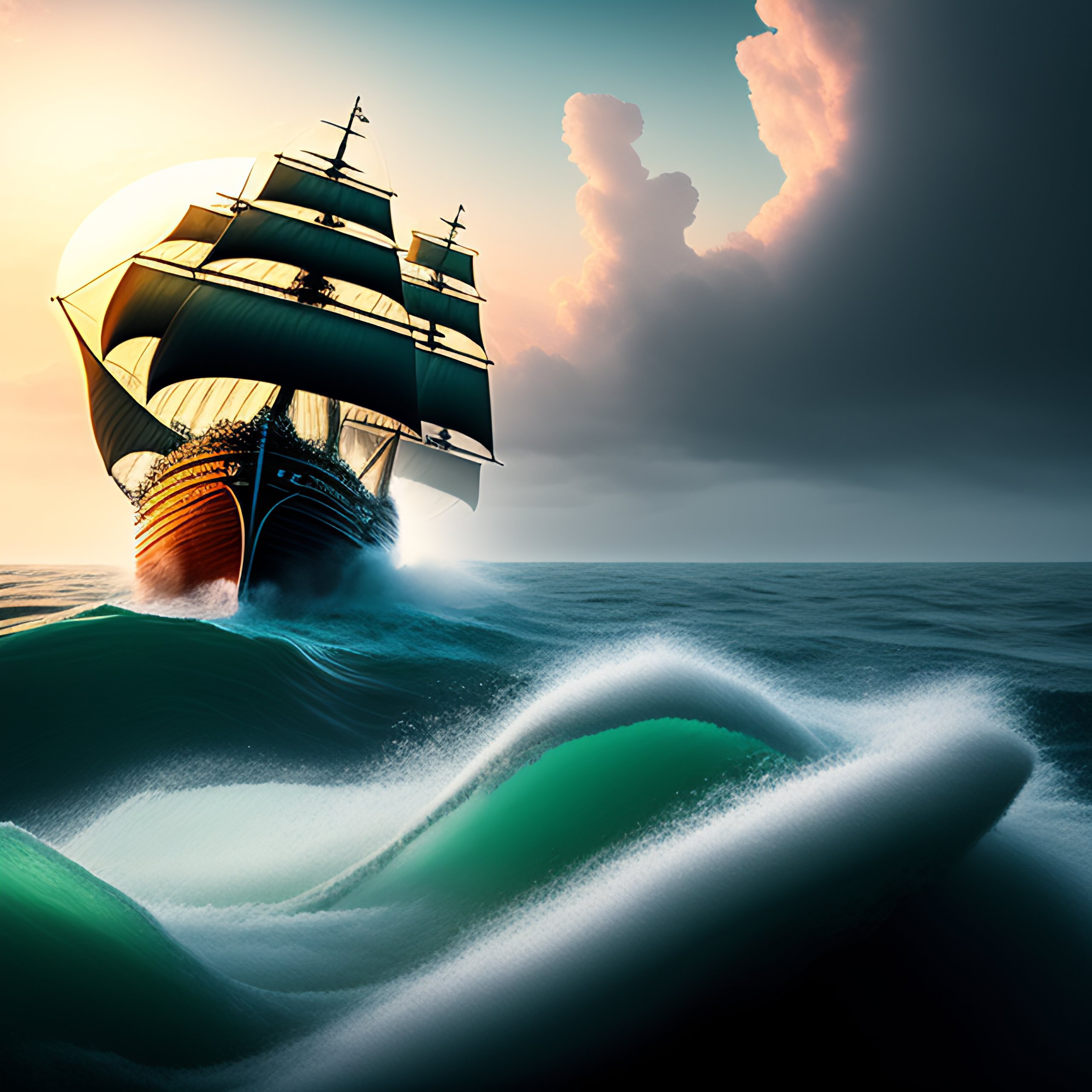 Lexica - The kraken attacking a ship on the ocean