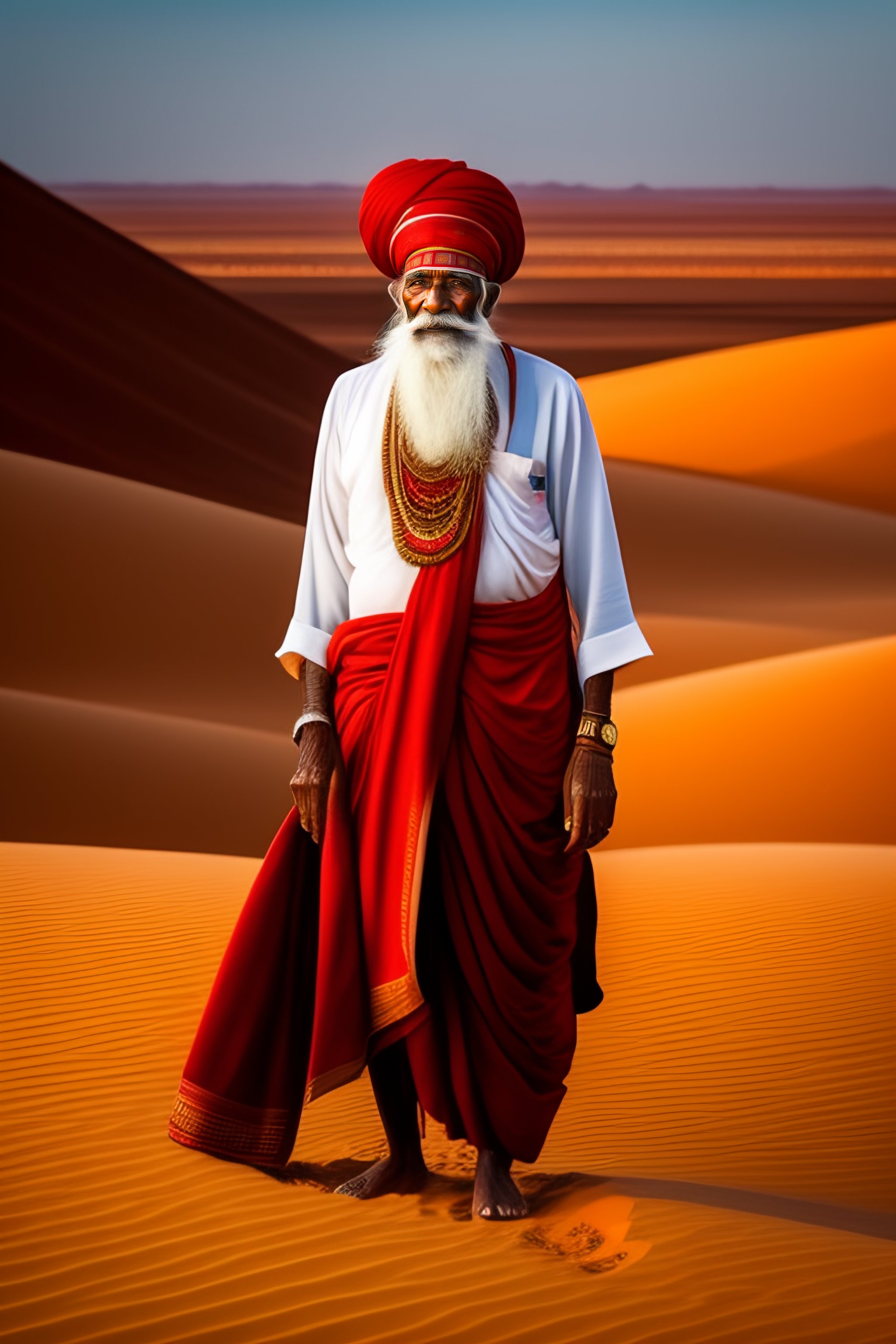 Lexica - Fair skinned Old Hindu Male Saint with red pointy hat and ...