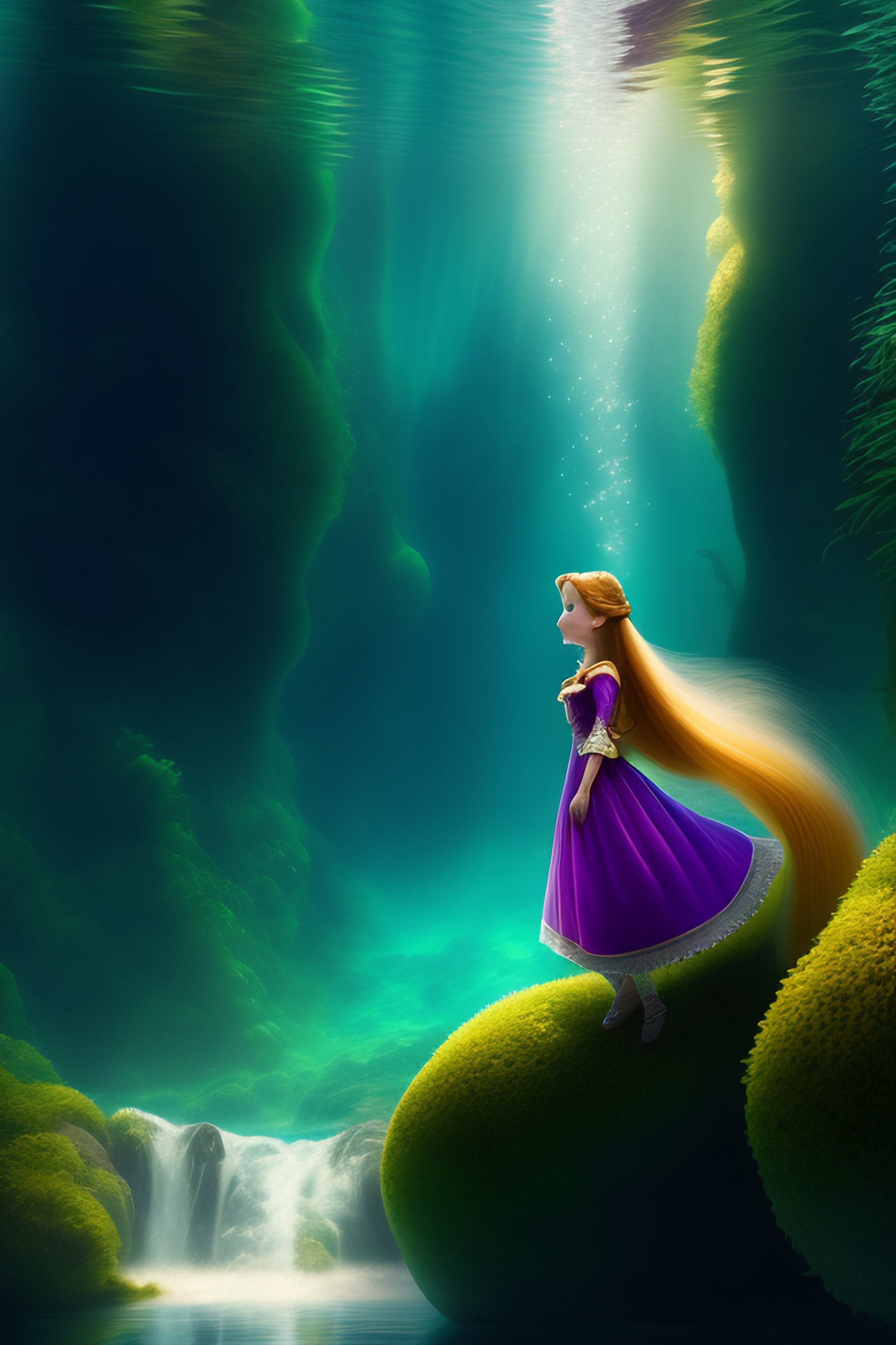 Lexica - Rapunzel in the water