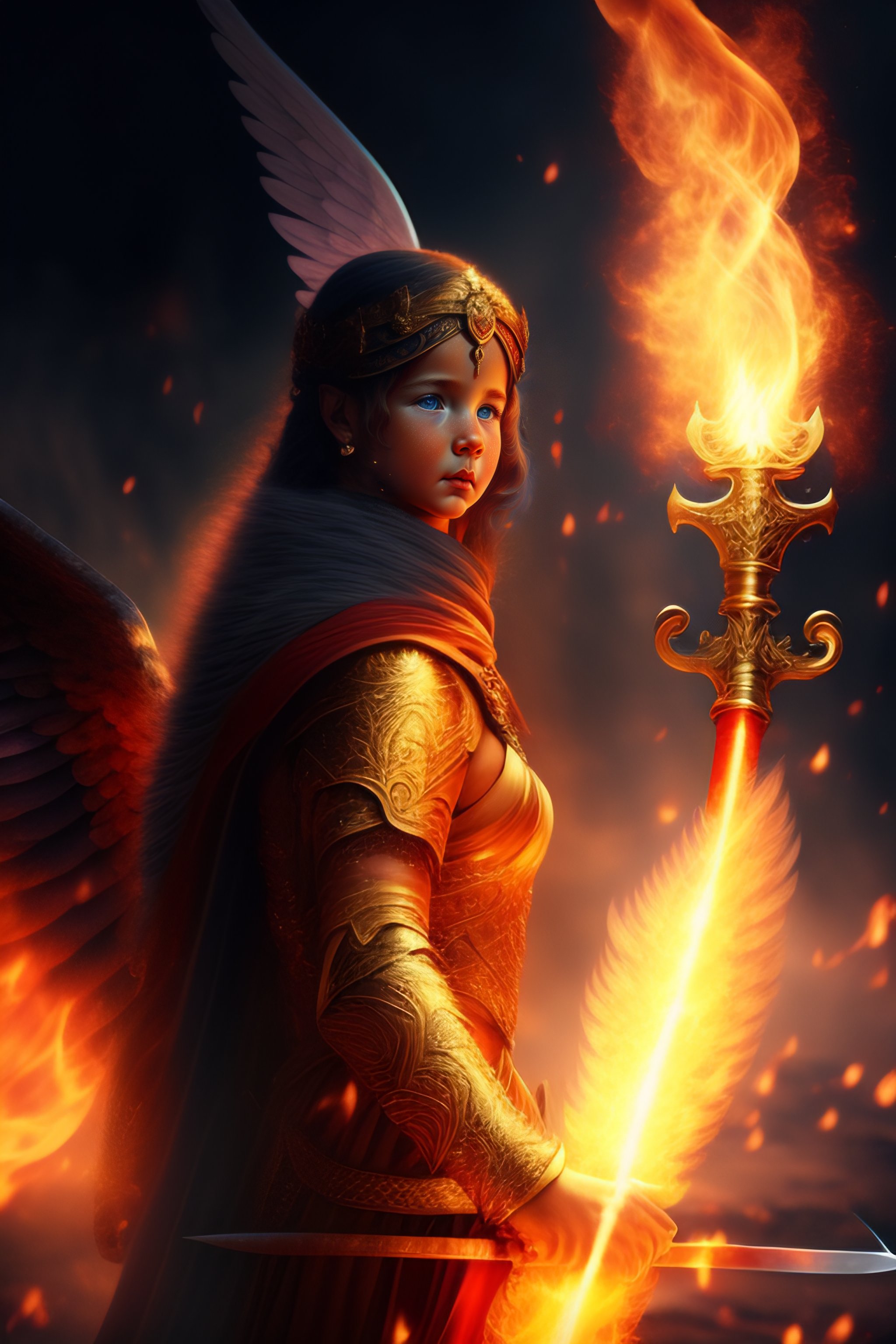 Lexica - An angel wielding a sword made of fire