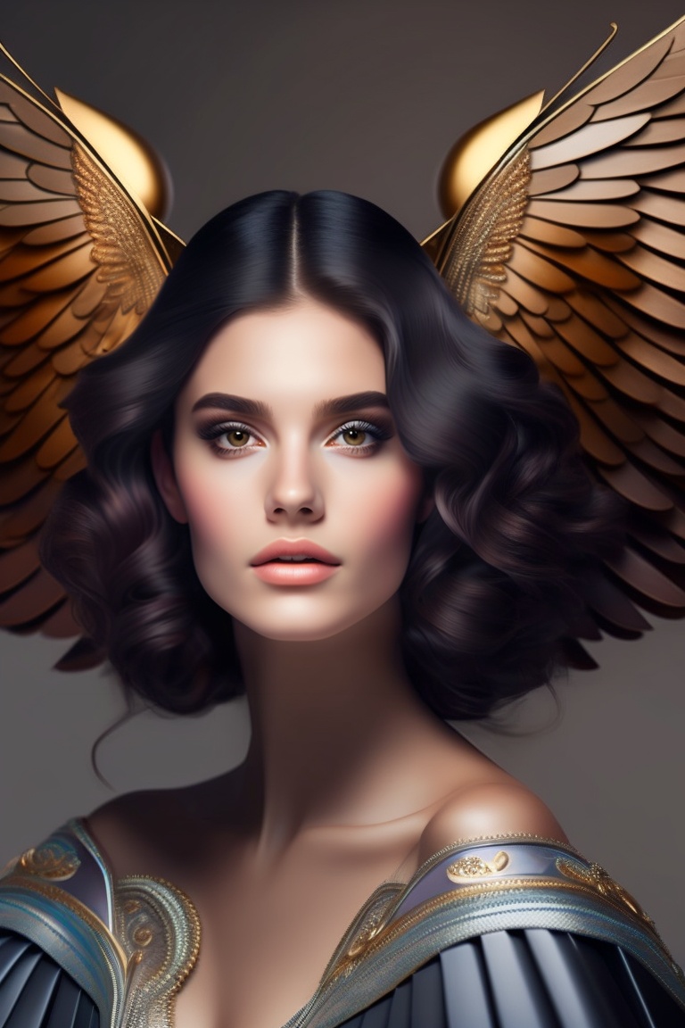Lexica - A young woman with wings instead of hands, dark-haired of ...