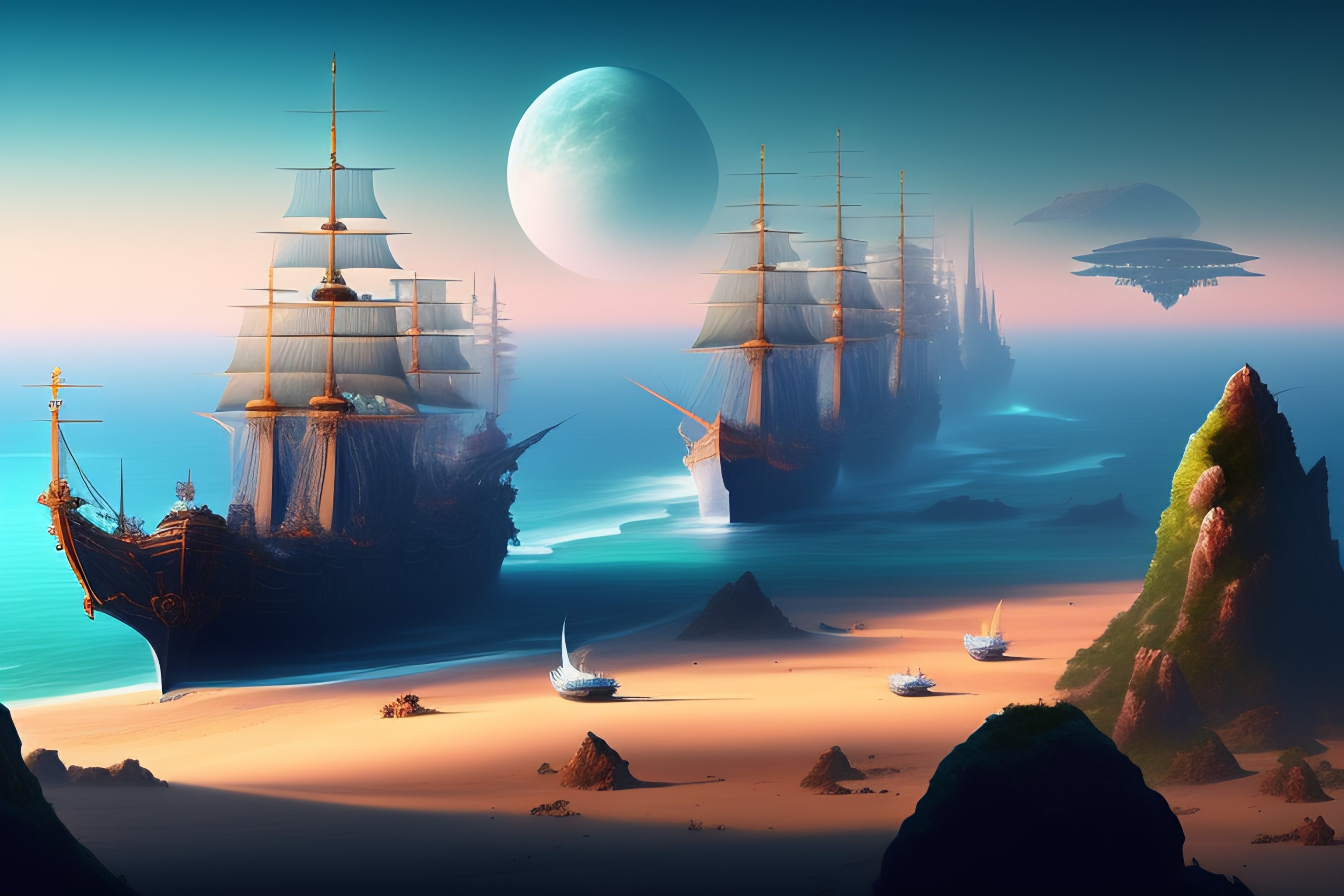 Lexica - Fleet of ships in a fantasy world