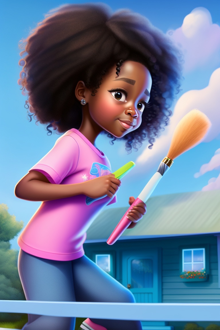 Lexica - Karyn is a little black girl with curly hair, Karyn has long ...