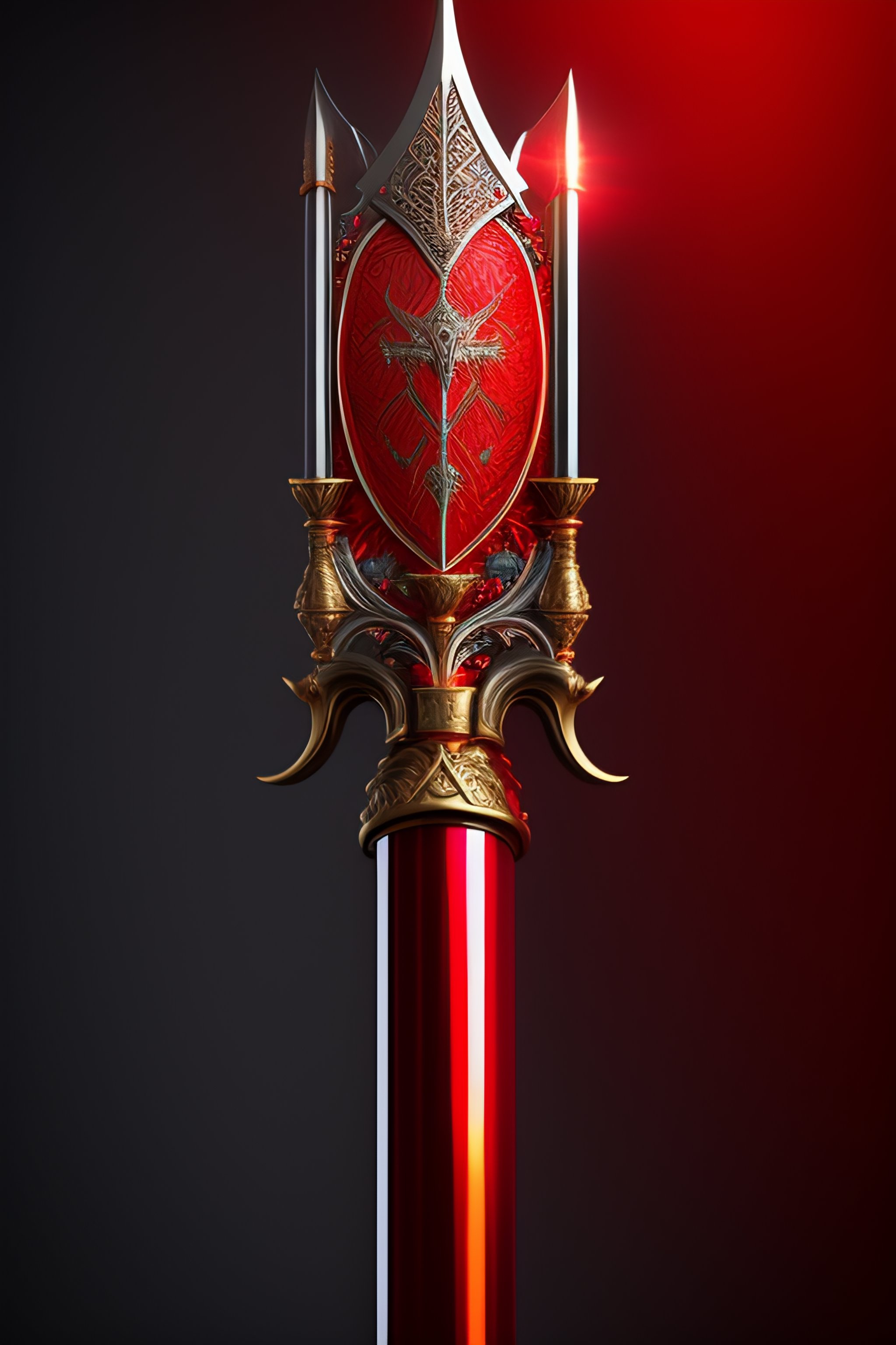 Lexica - Medieval sword made of transparent red glass, evil magic ...