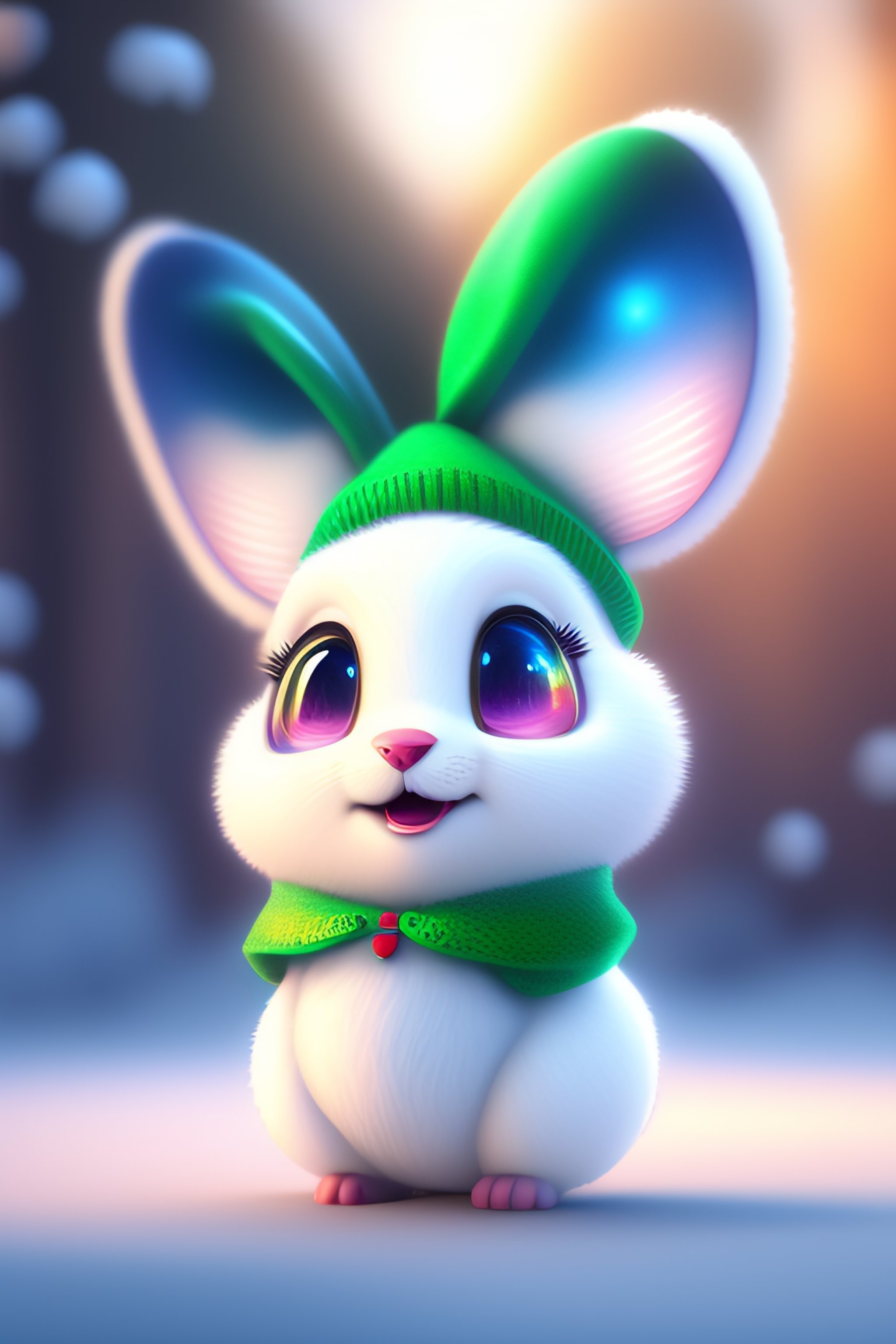 Lexica - Pixar style,a super cute and happy white fairy rabbit ,wear ...