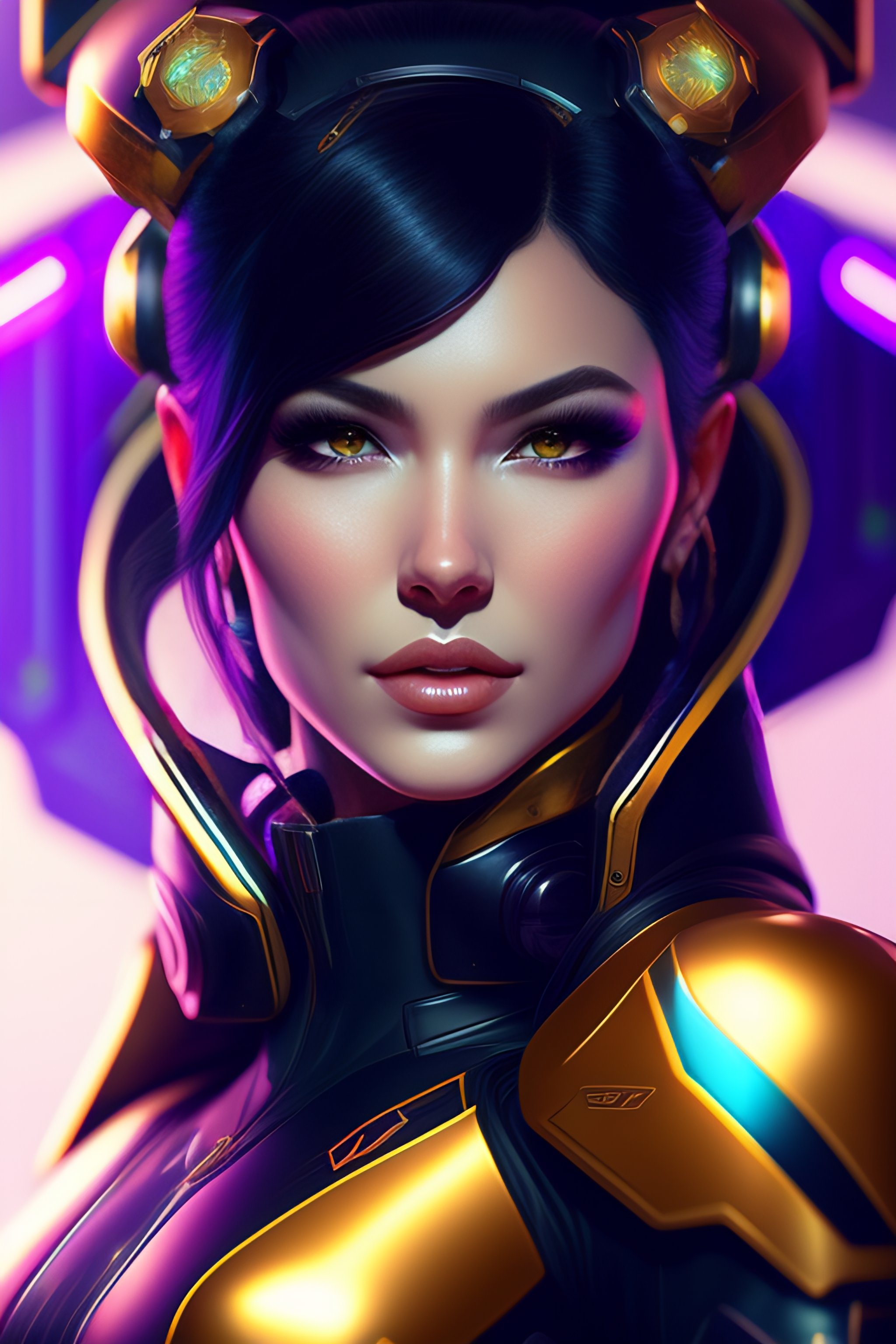 Lexica - Symmetry portrait of dva from overwatch, closeup, sci - fi ...