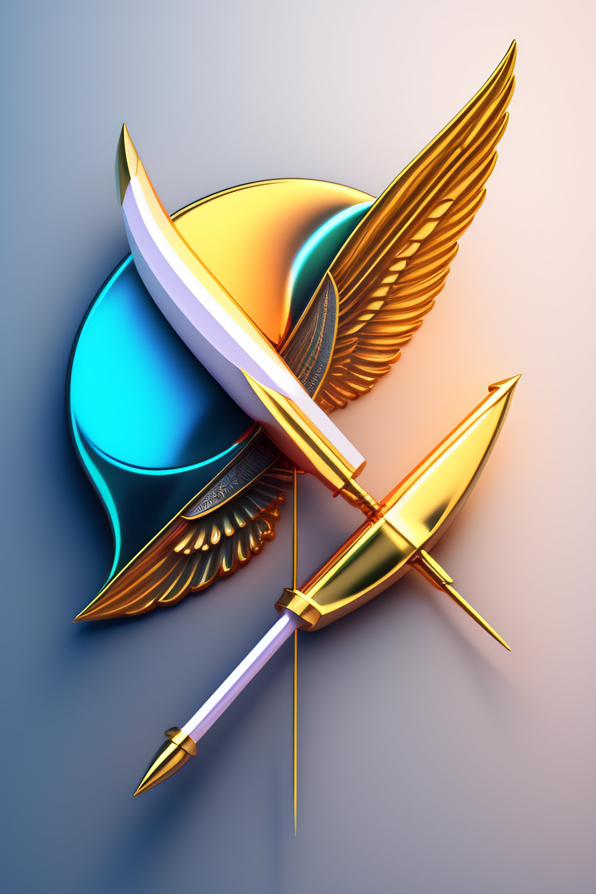 Lexica - 3d render of a wing, arrow quiver, magic wand, majestic ...