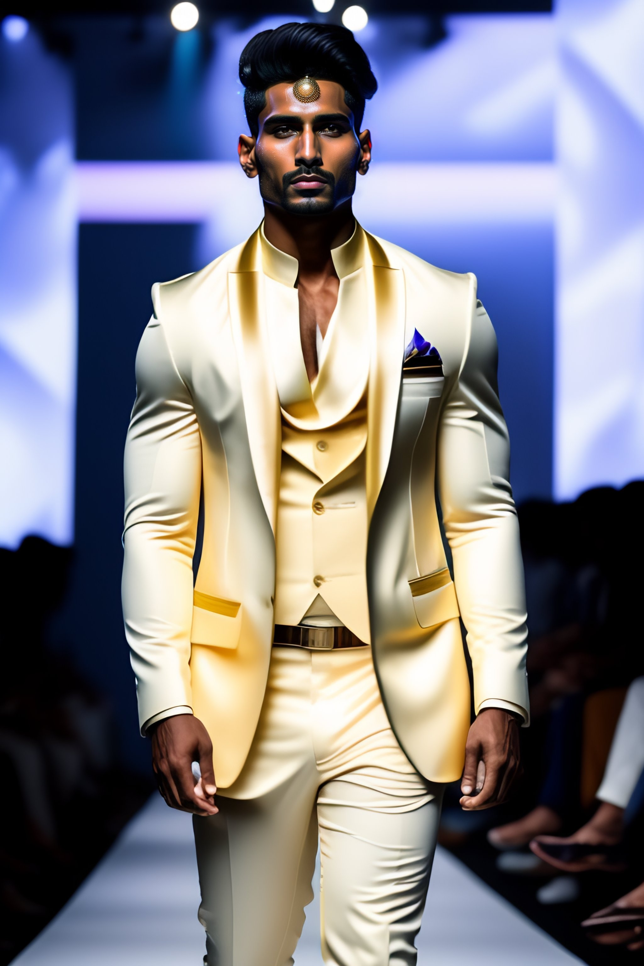 Lexica - Future fashion modern tech male pakistani on runway show
