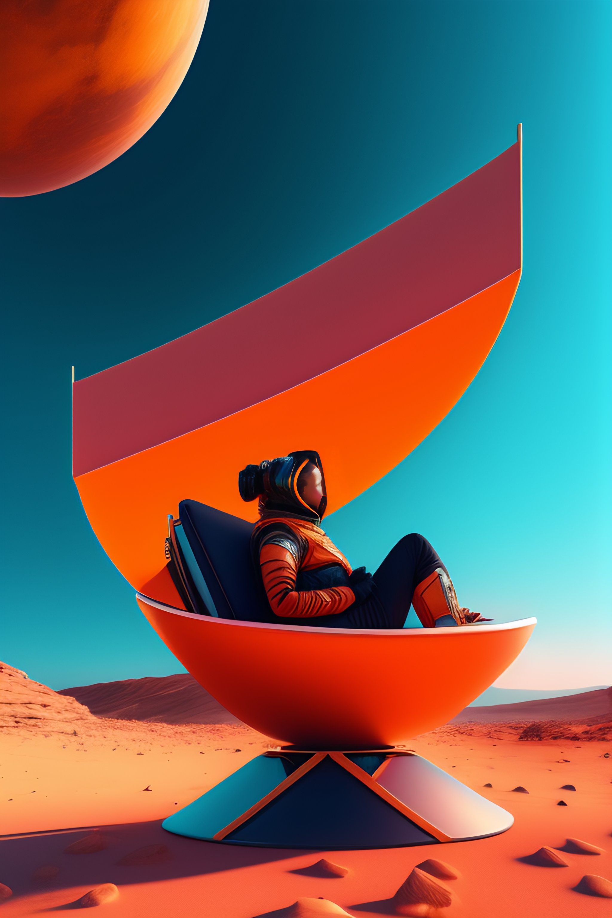 Lexica - A hottweiler resting on mars in a beach chair, vibrant ...