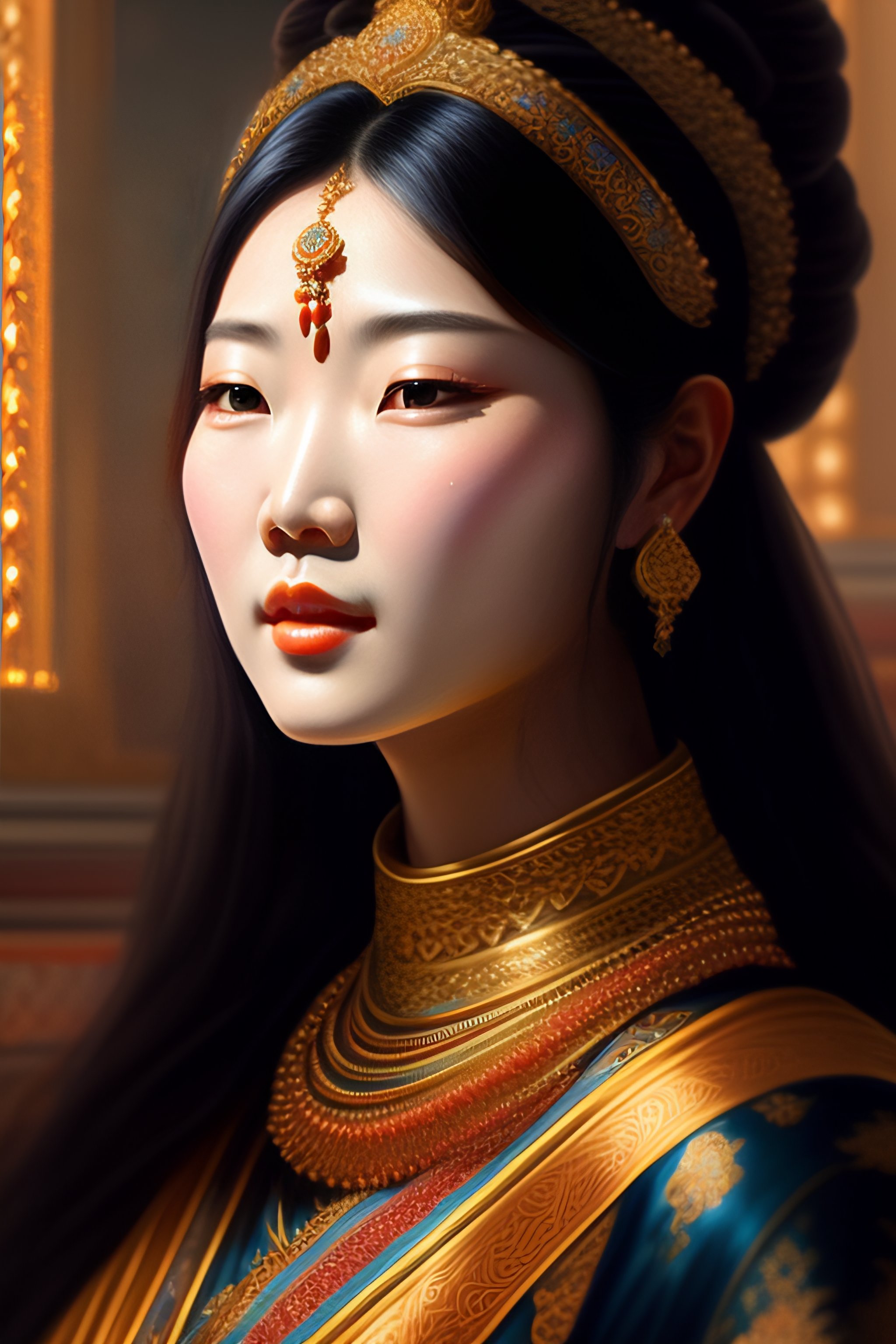 Lexica - Detailed portrait of korean goddess, high detailed paiting by ...