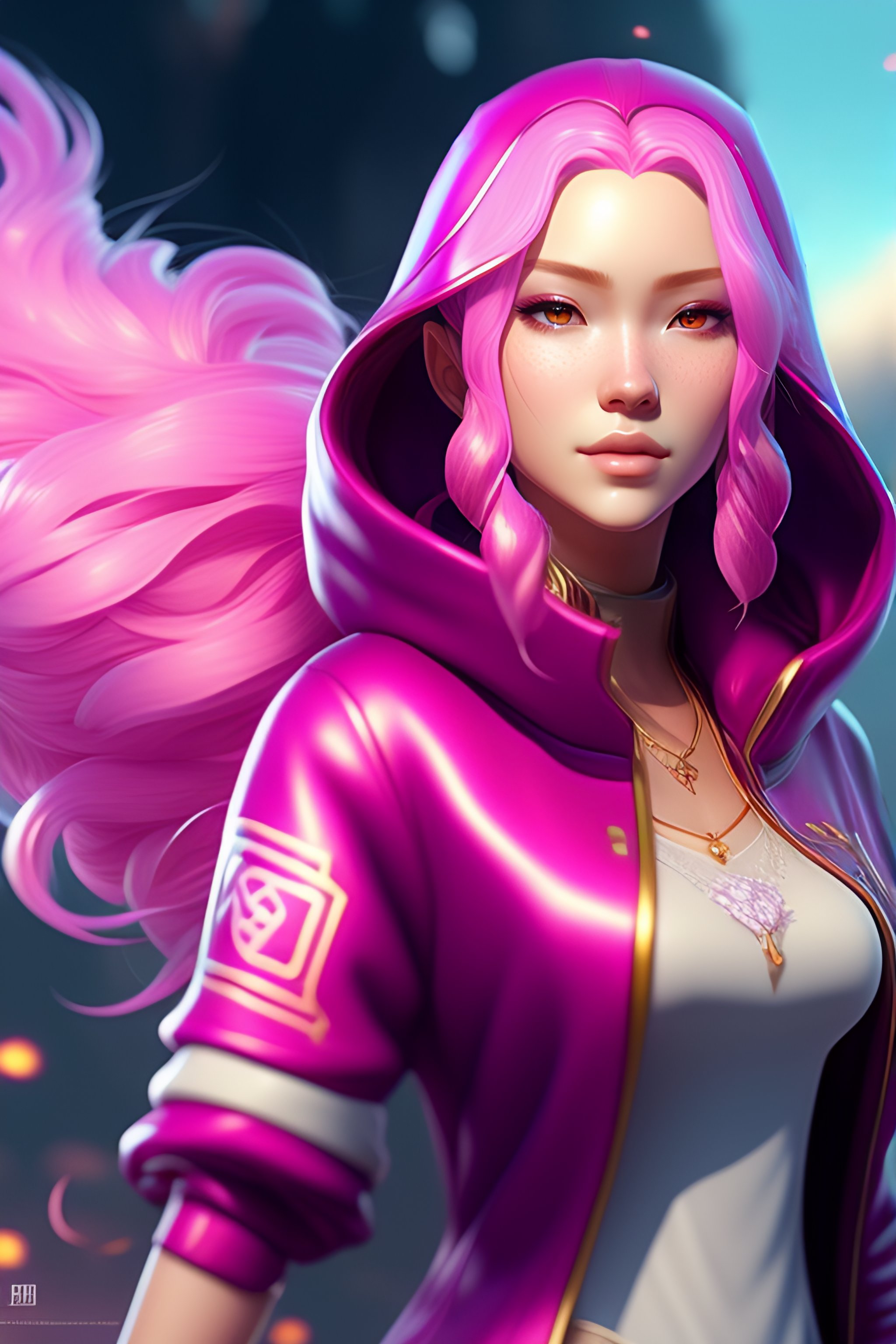 Lexica - A highly detailed illustration of cute smug pink haired pale ...