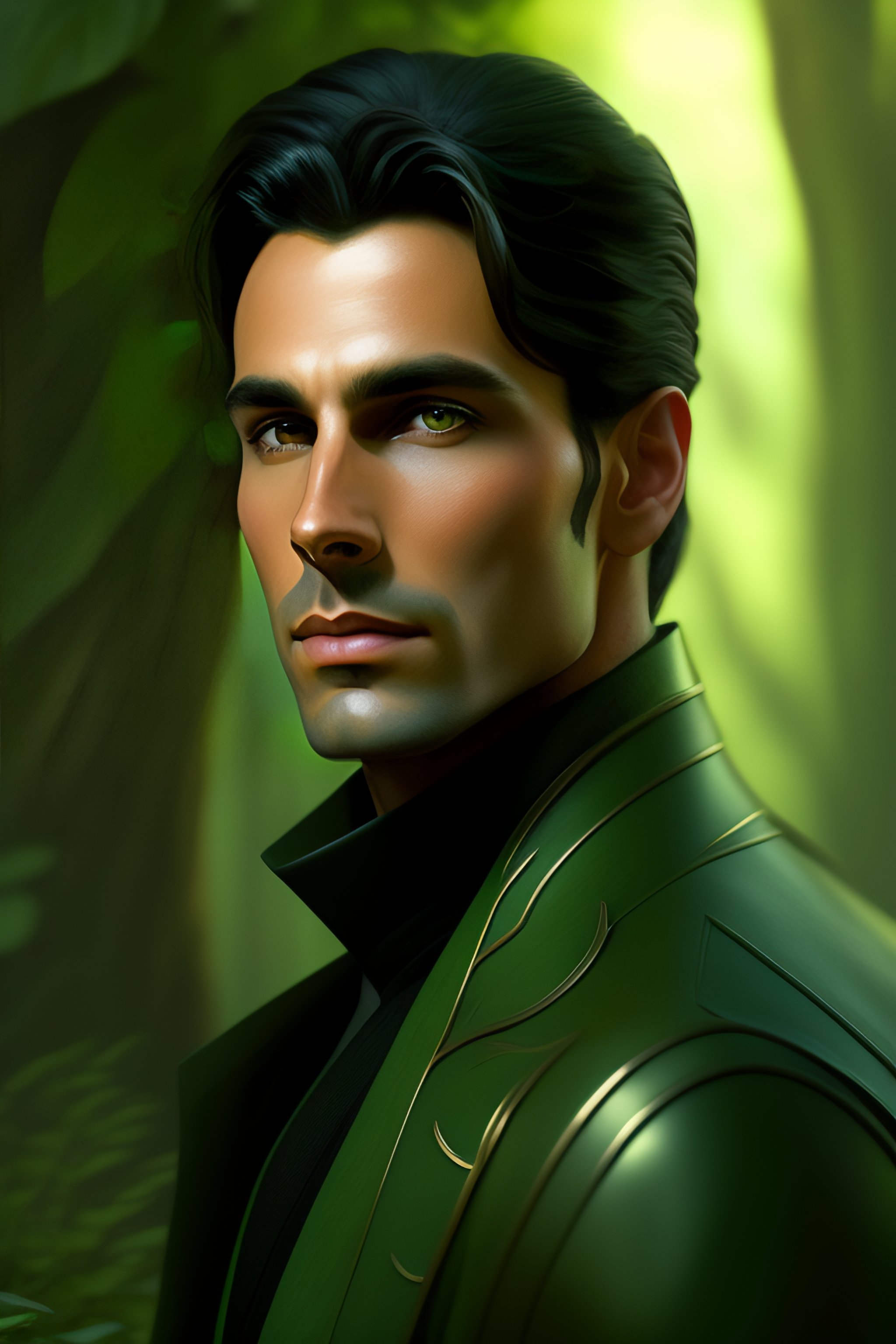 Lexica - Full length shot of handsome dark haired male standing in ...