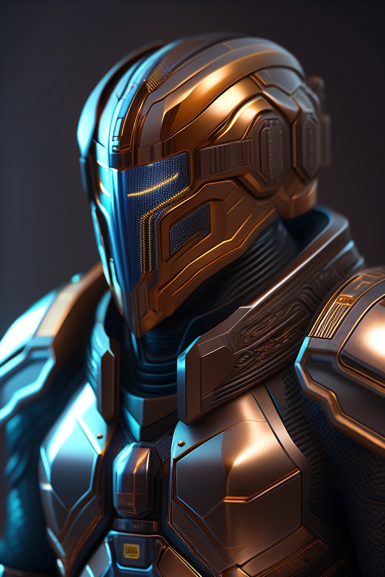 Lexica - A photo of a heavy armored cyber soldier, symmetrical face ...