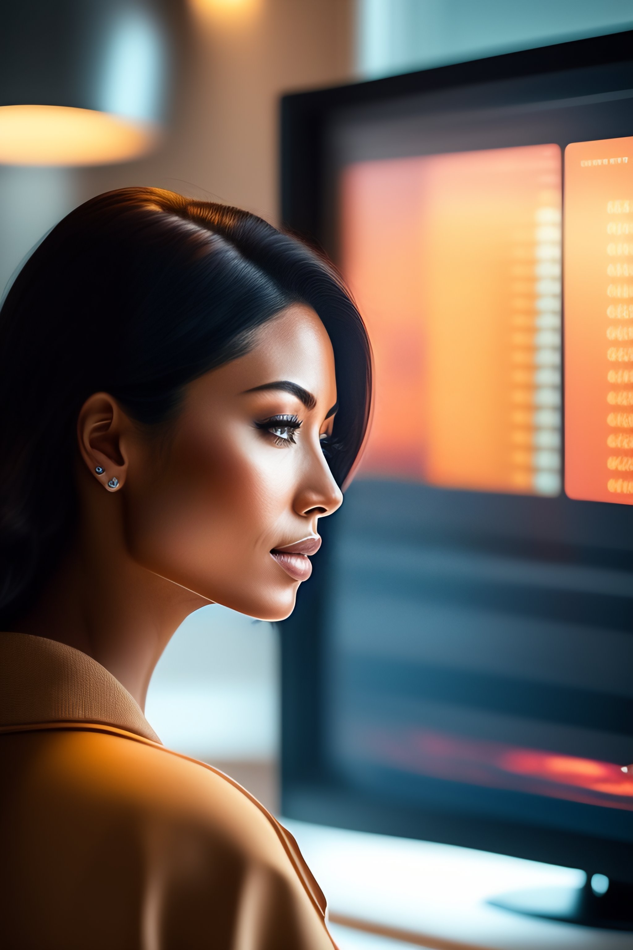 Lexica - Beautiful woman looking at a computer screen