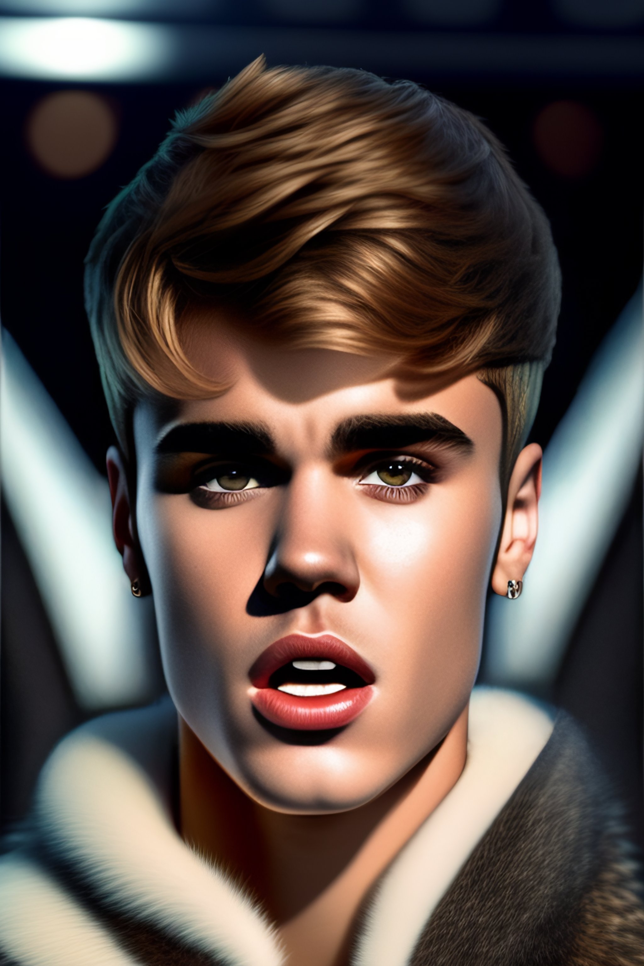 Lexica - Justin Bieber looking surprised with mouth open and brows up ...