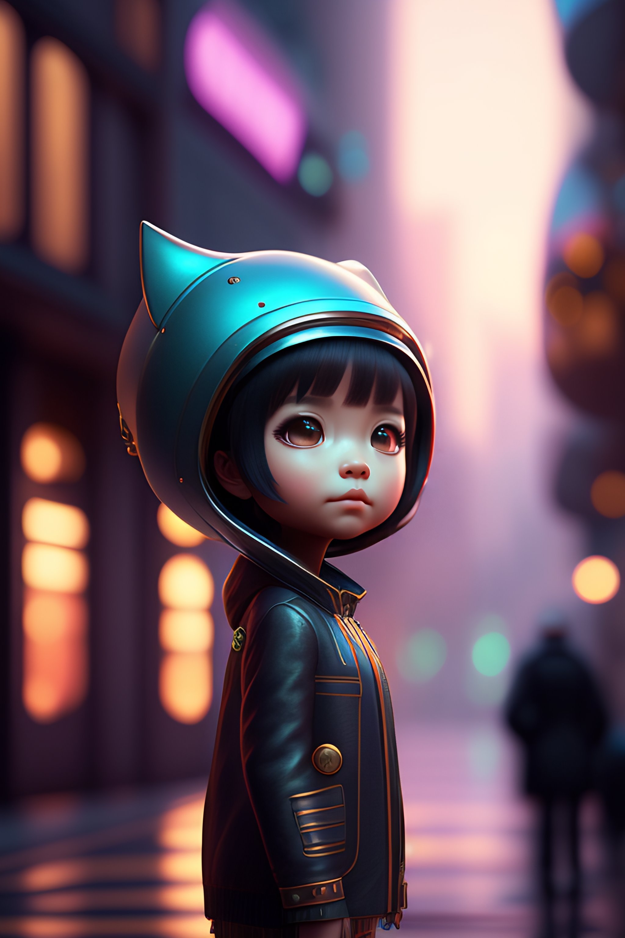 Lexica - Cute humanoid in the futuristic city, unreal engine, cozy ...