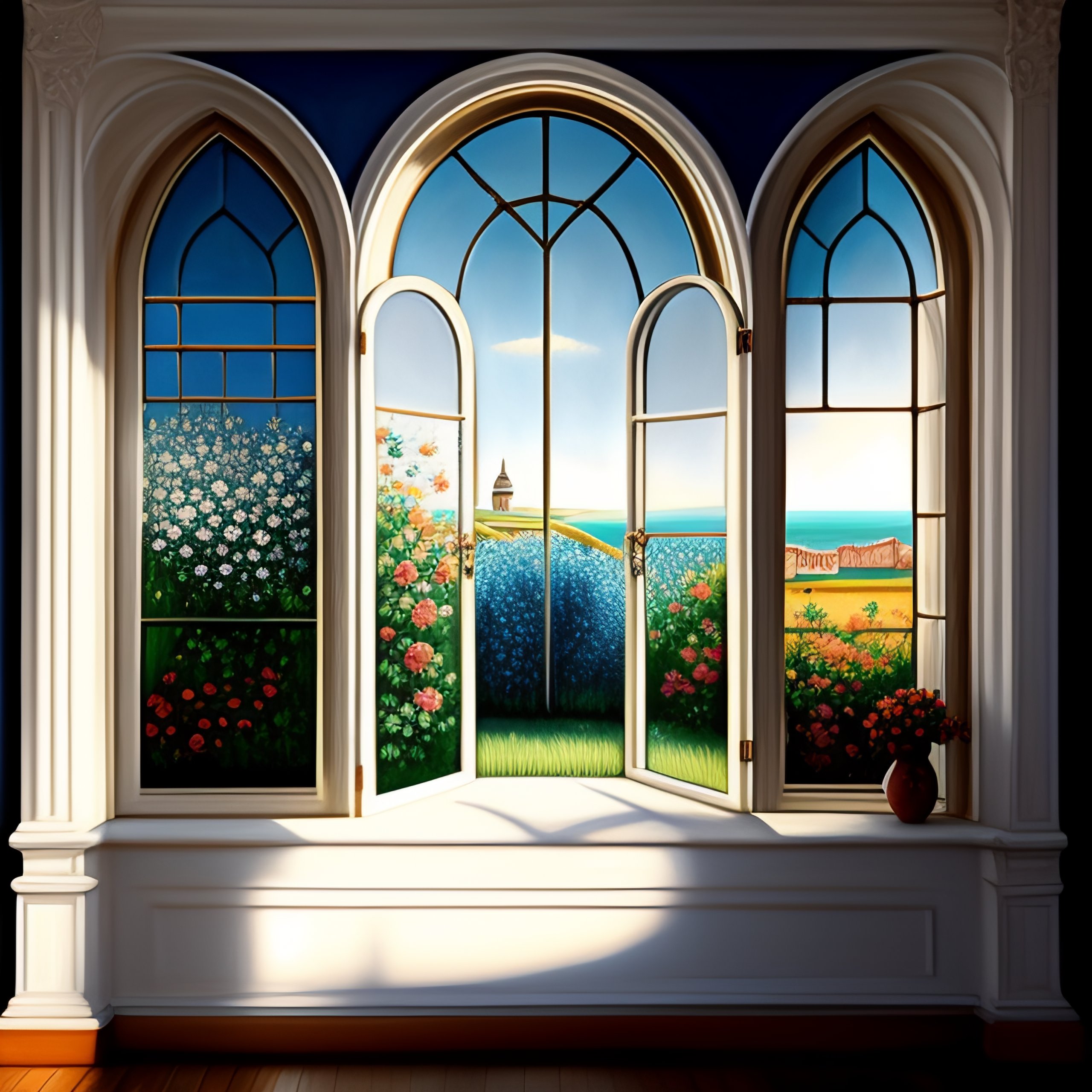 Lexica - Oil and oil pastel painting by Henri Mattisse of 3 arch ...