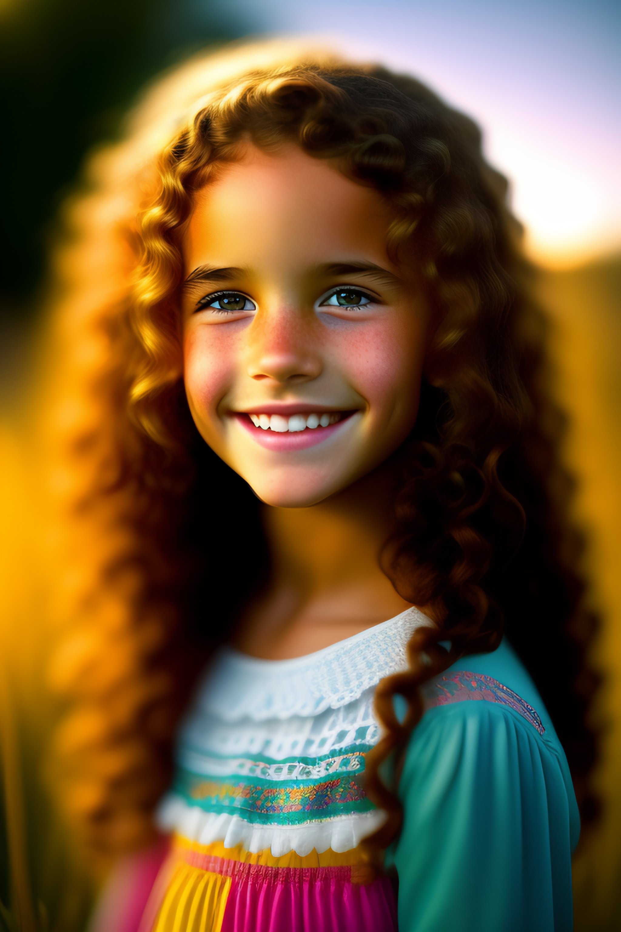 Lexica - A young girl with bright, curious eyes and a warm smile. She ...