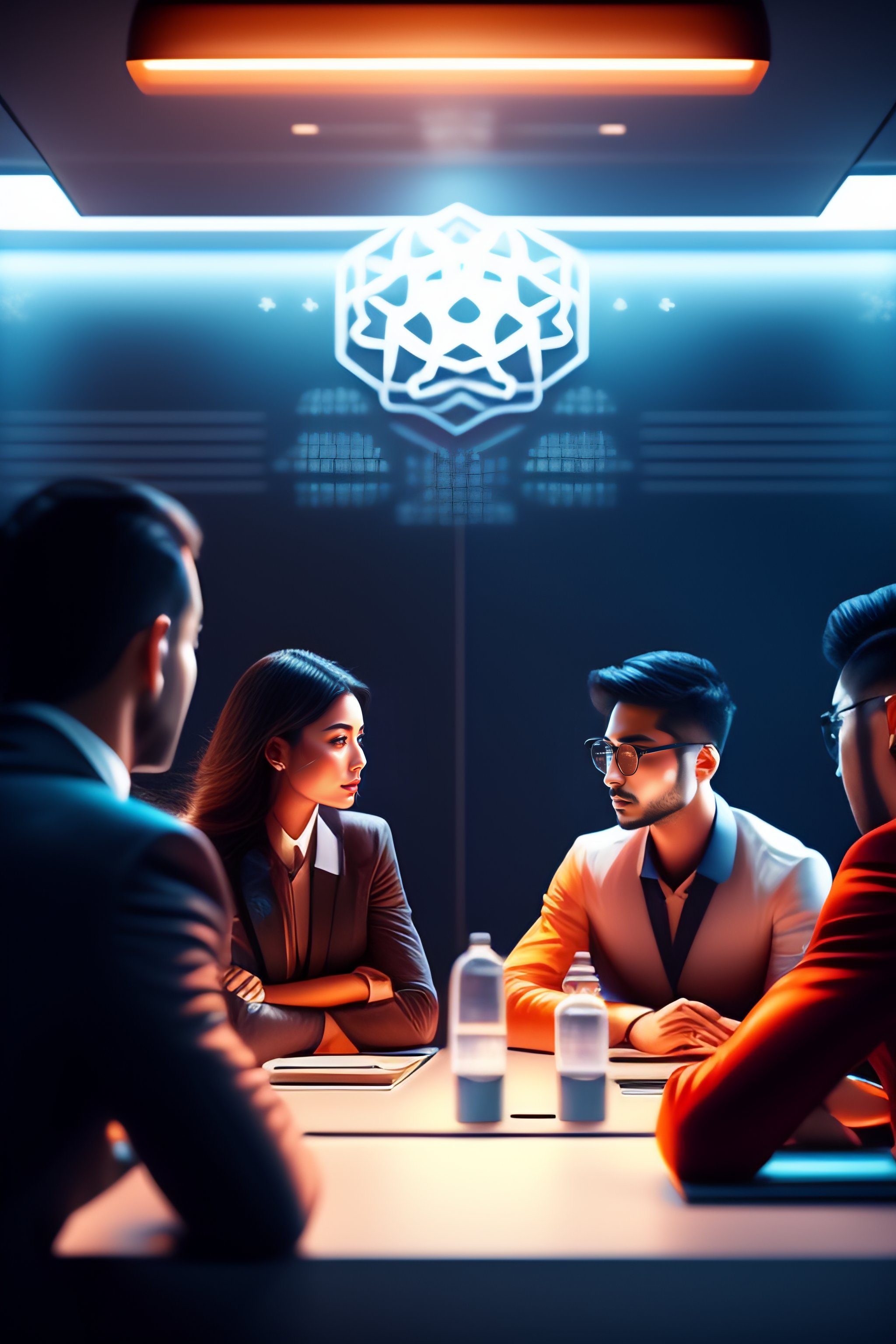 Lexica - Symmetry of starutp founders team in a meeting, background a ...