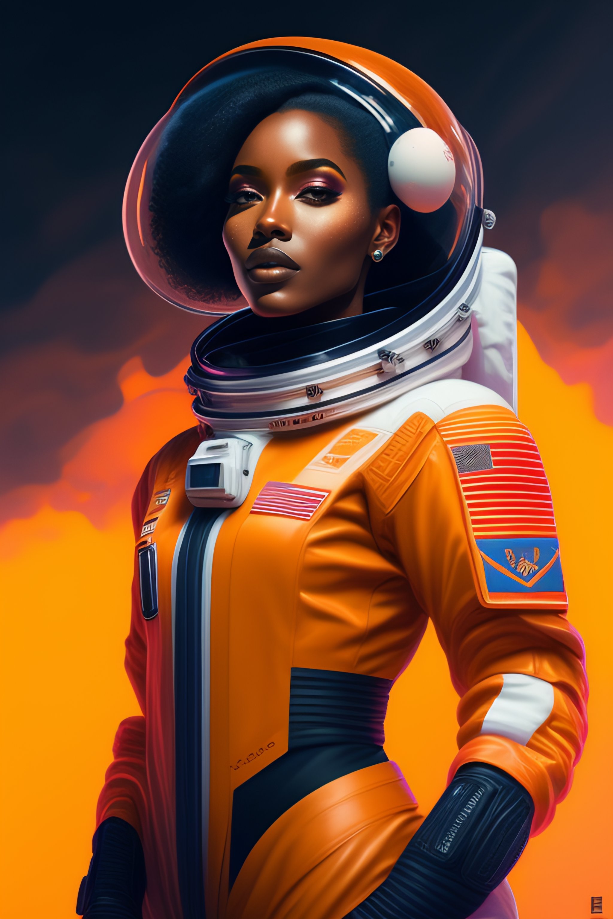 Lexica - Full length portrait of a young black woman as an astronaut ...