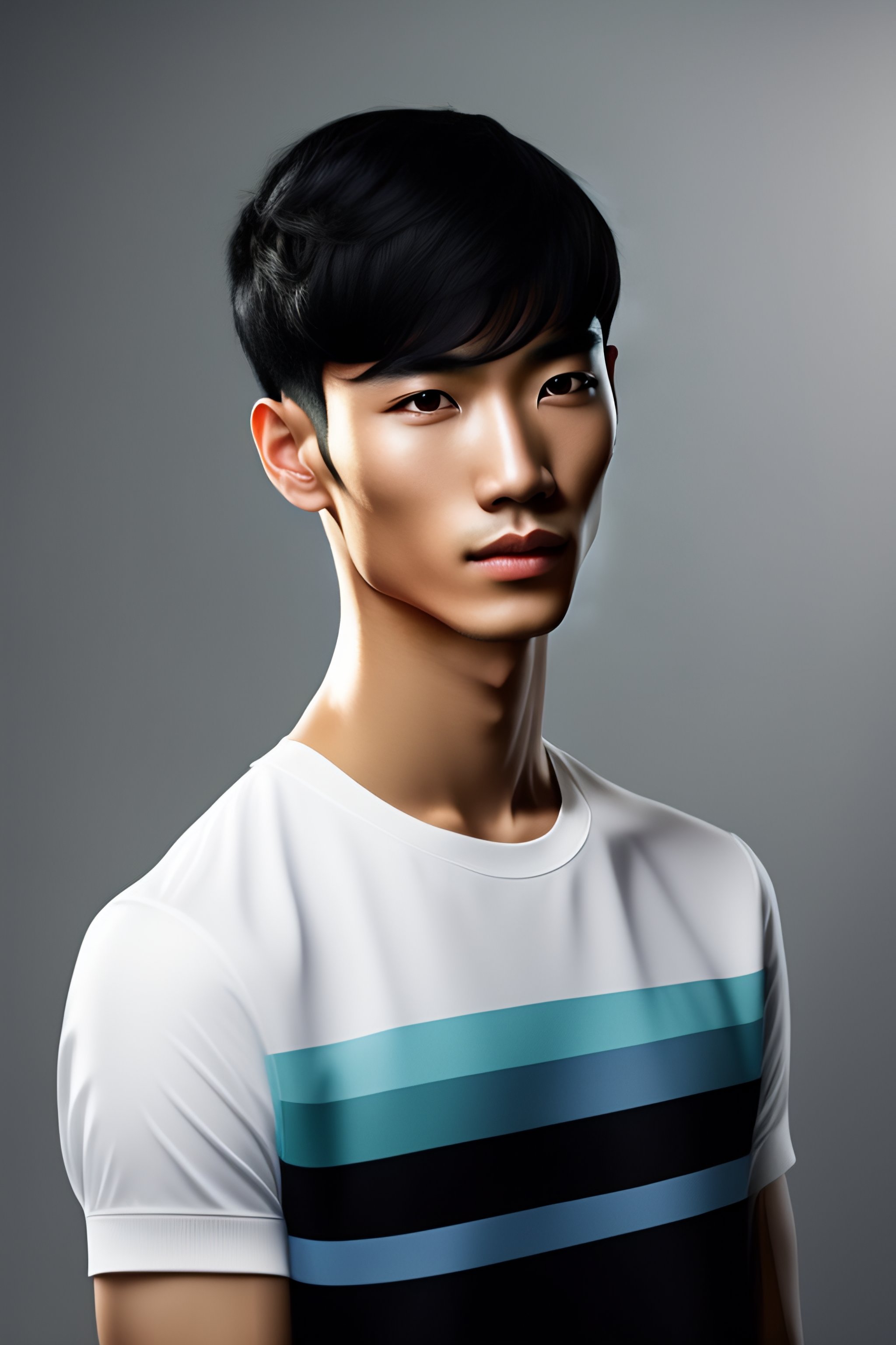 Lexica - Slim young man with black hair and white skin, short and ...