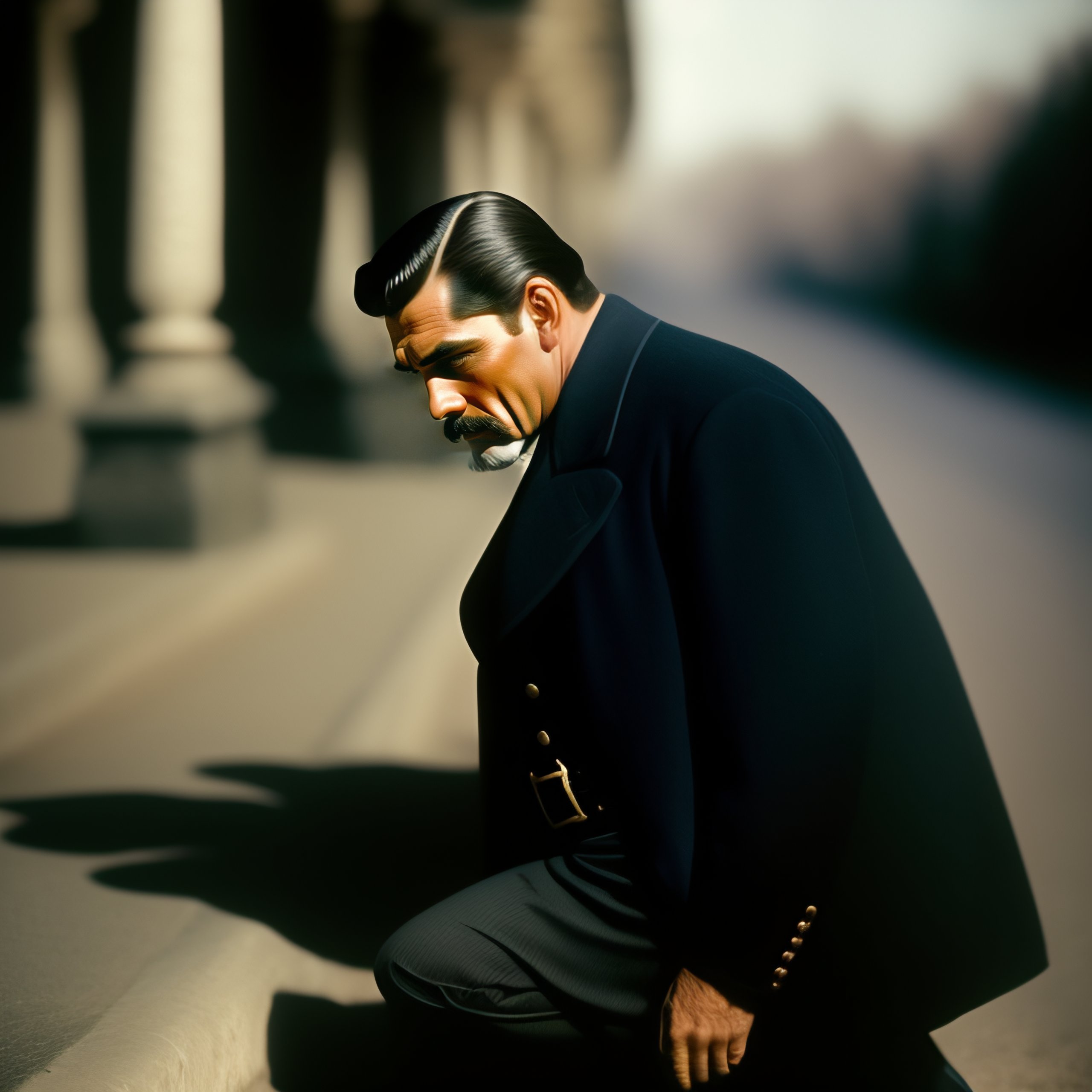 Lexica - A photo of a man begging for his life fallen on his knees, he ...