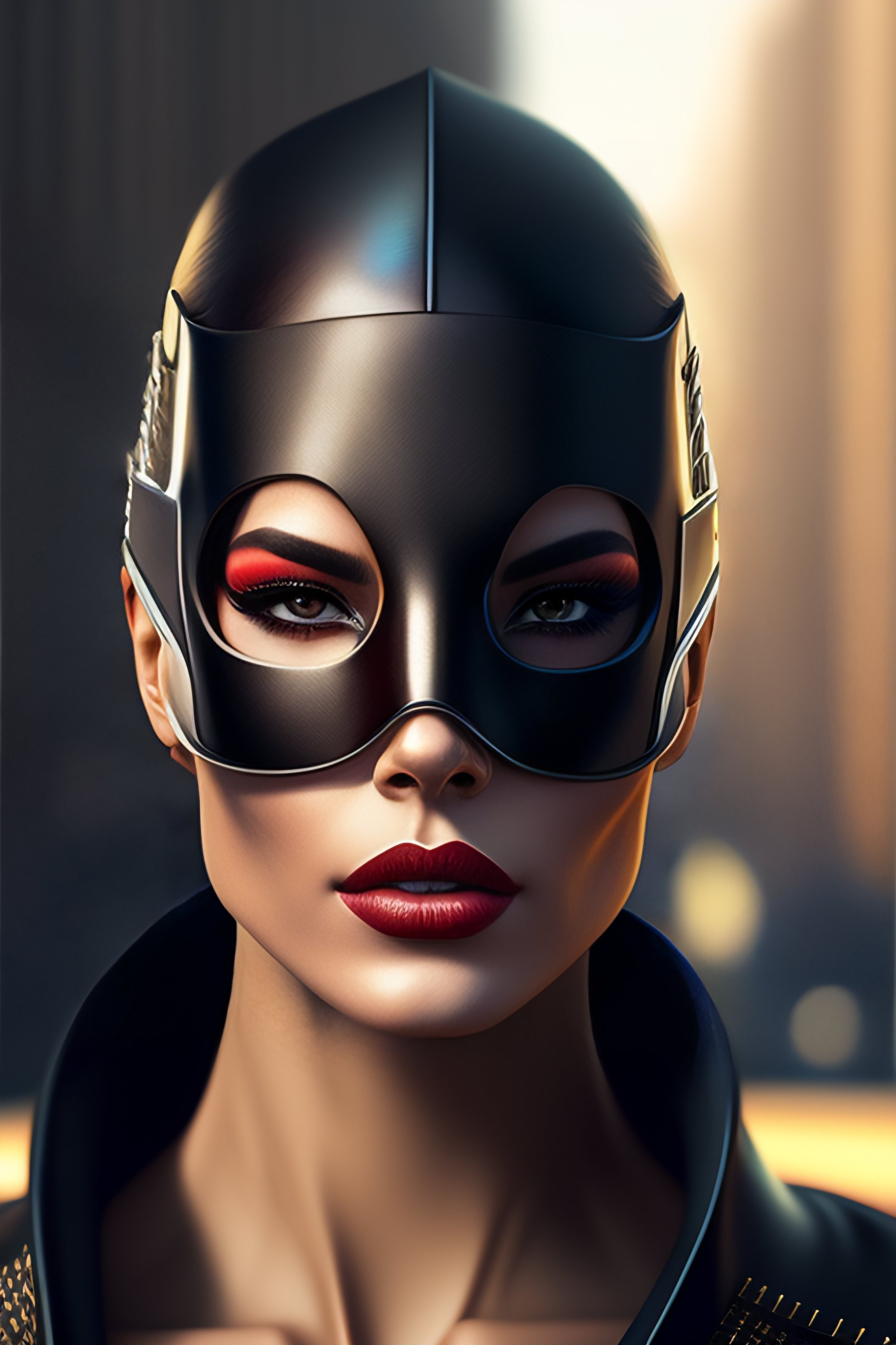 Lexica - Portrait of a masked cyberpunk assassin, hyper realistic
