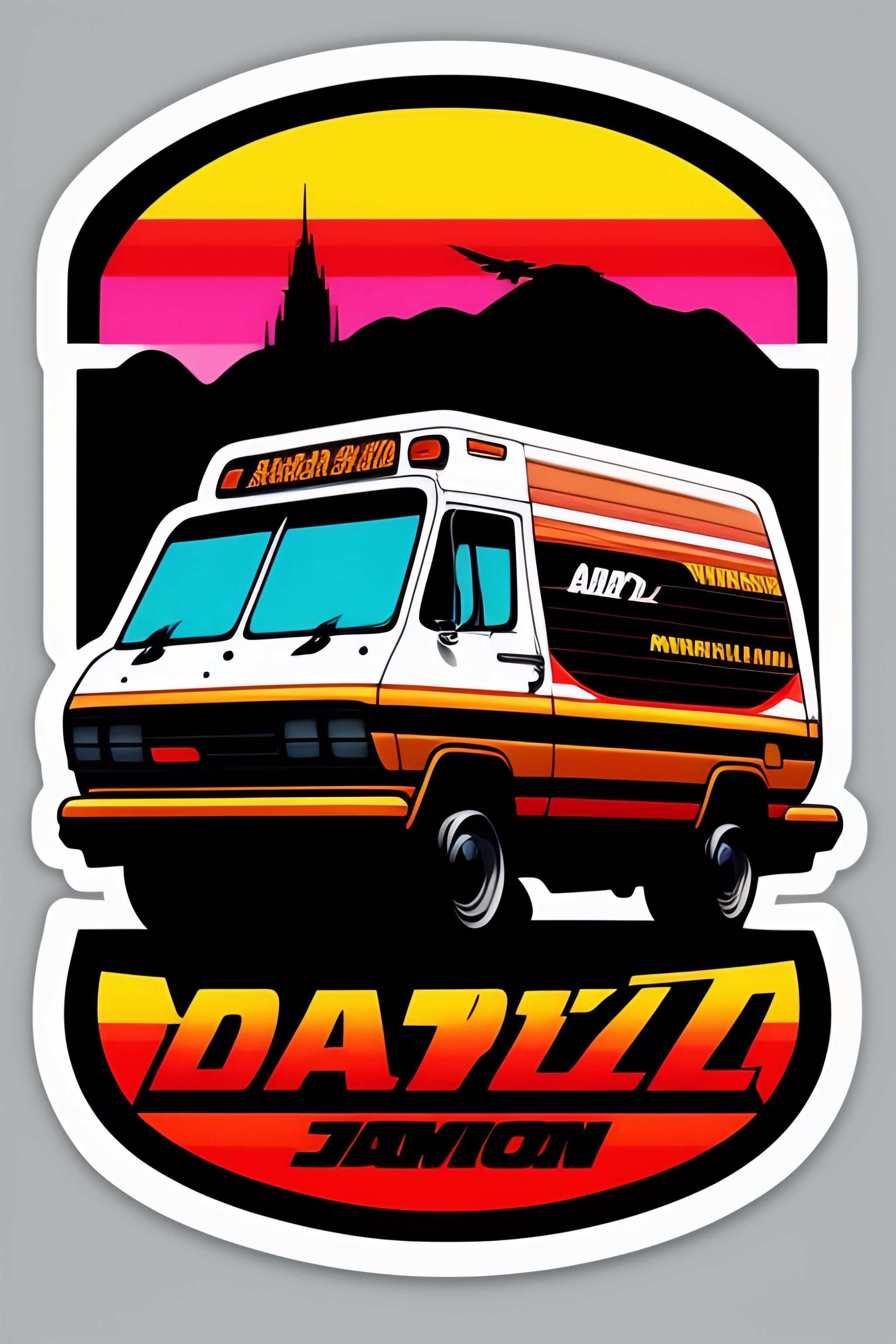 Lexica - Cute cartoon a-team van sticker, anime initial d style, solid ...