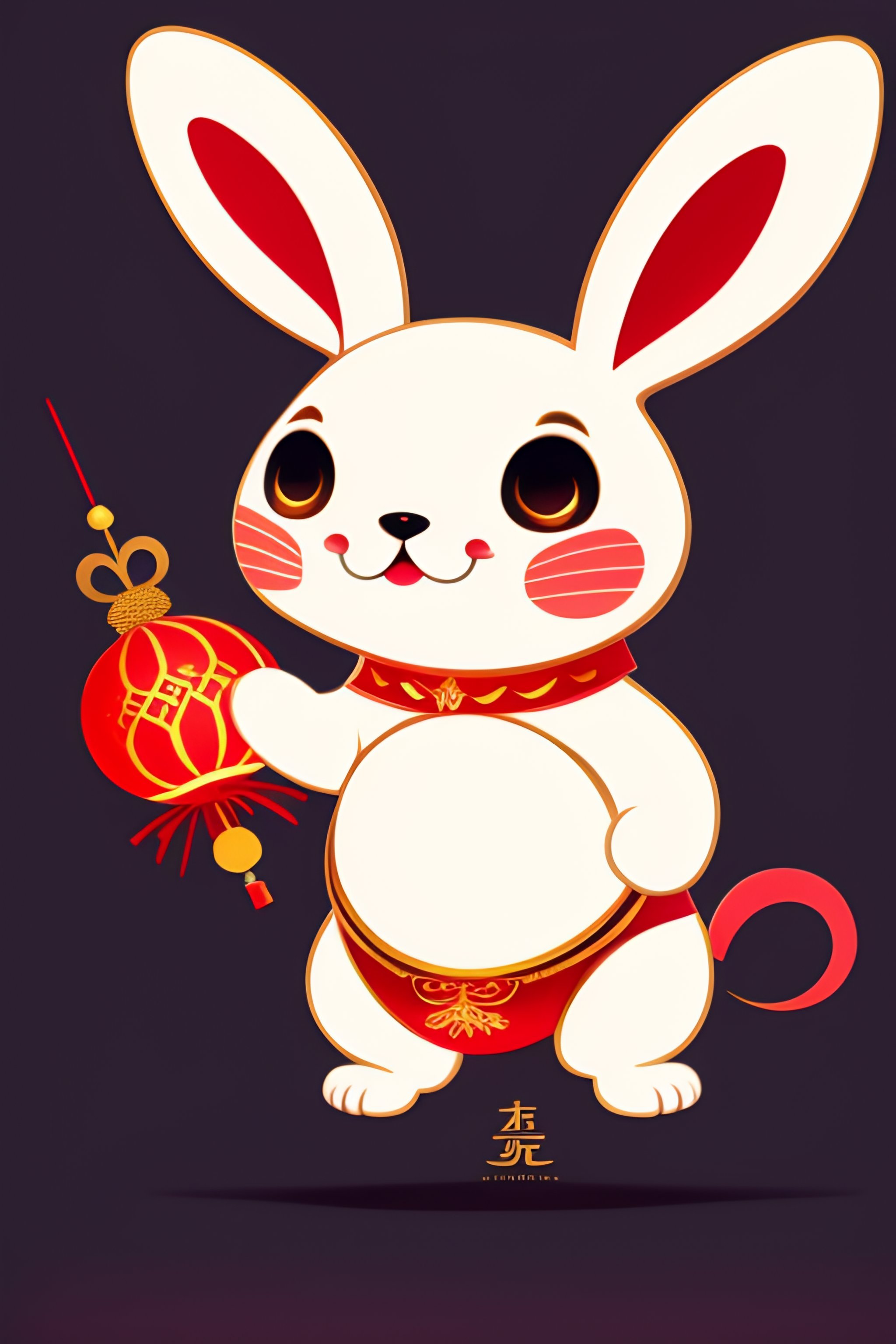 Lexica - Smiling, happy, cute and chibi rabbit bunny, long ears, lunar ...