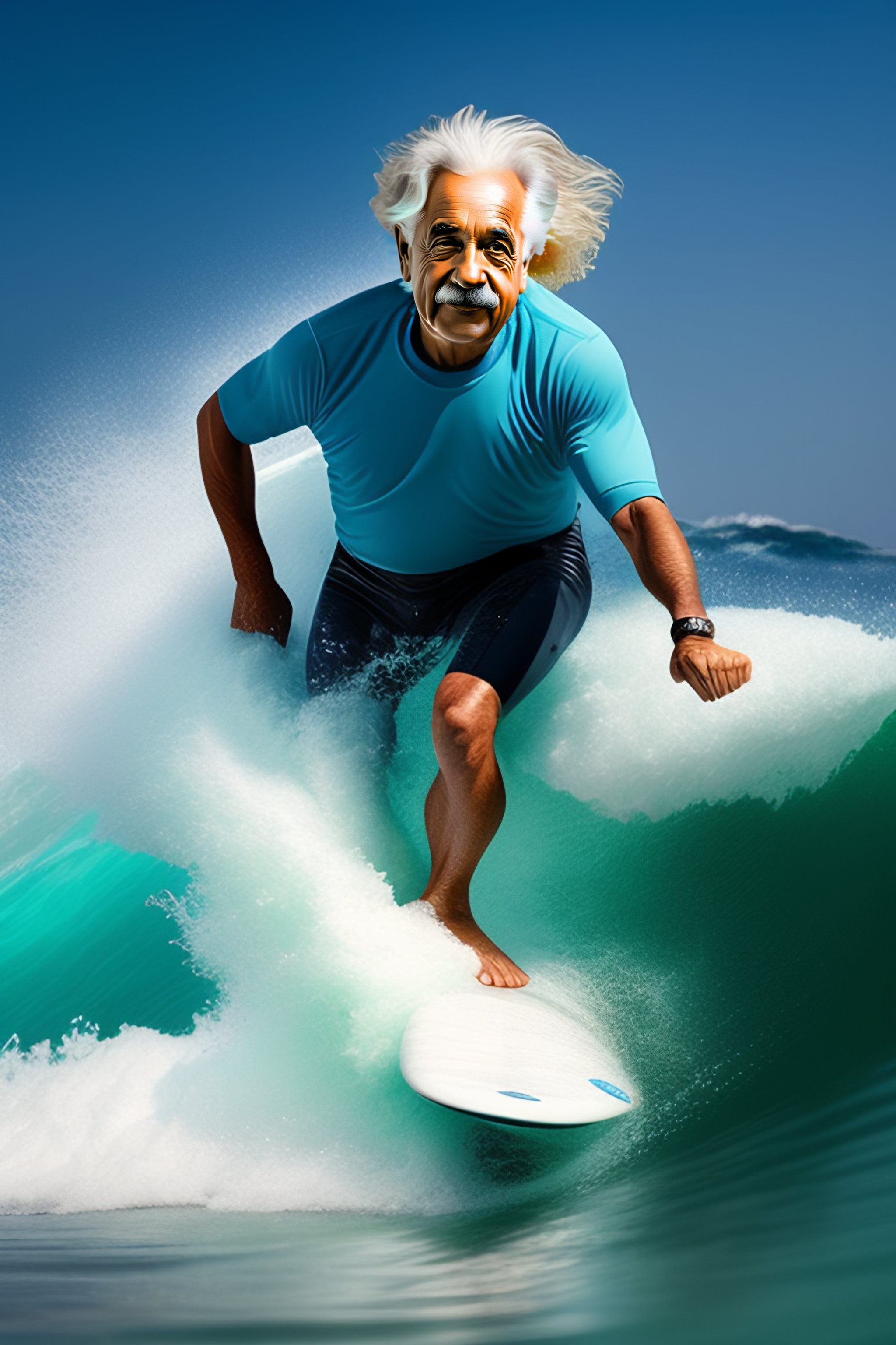 Lexica - Albert einstein surfing on a big wave