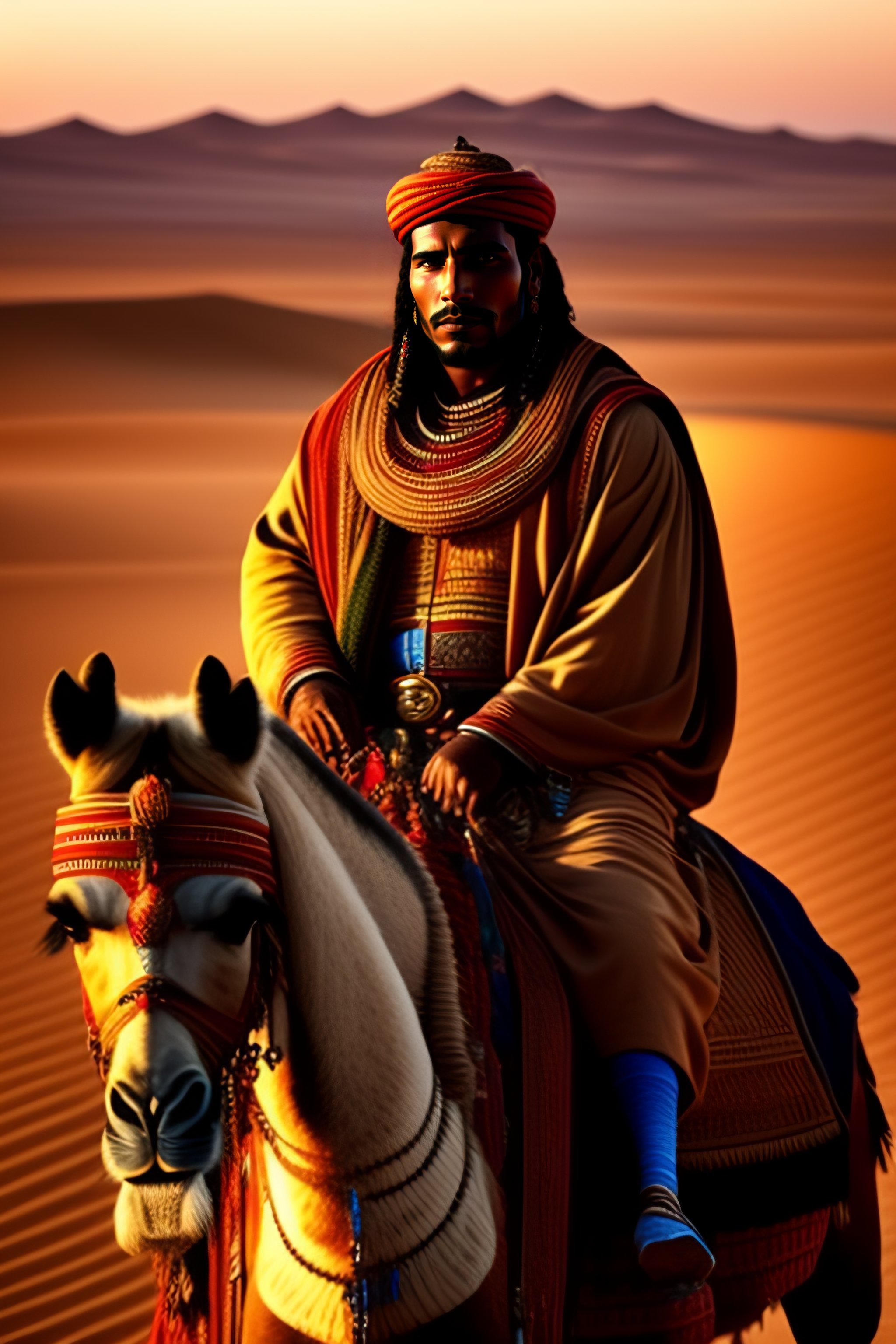 Lexica - Beautiful Berber man, wearing traditional clothes, riding a ...