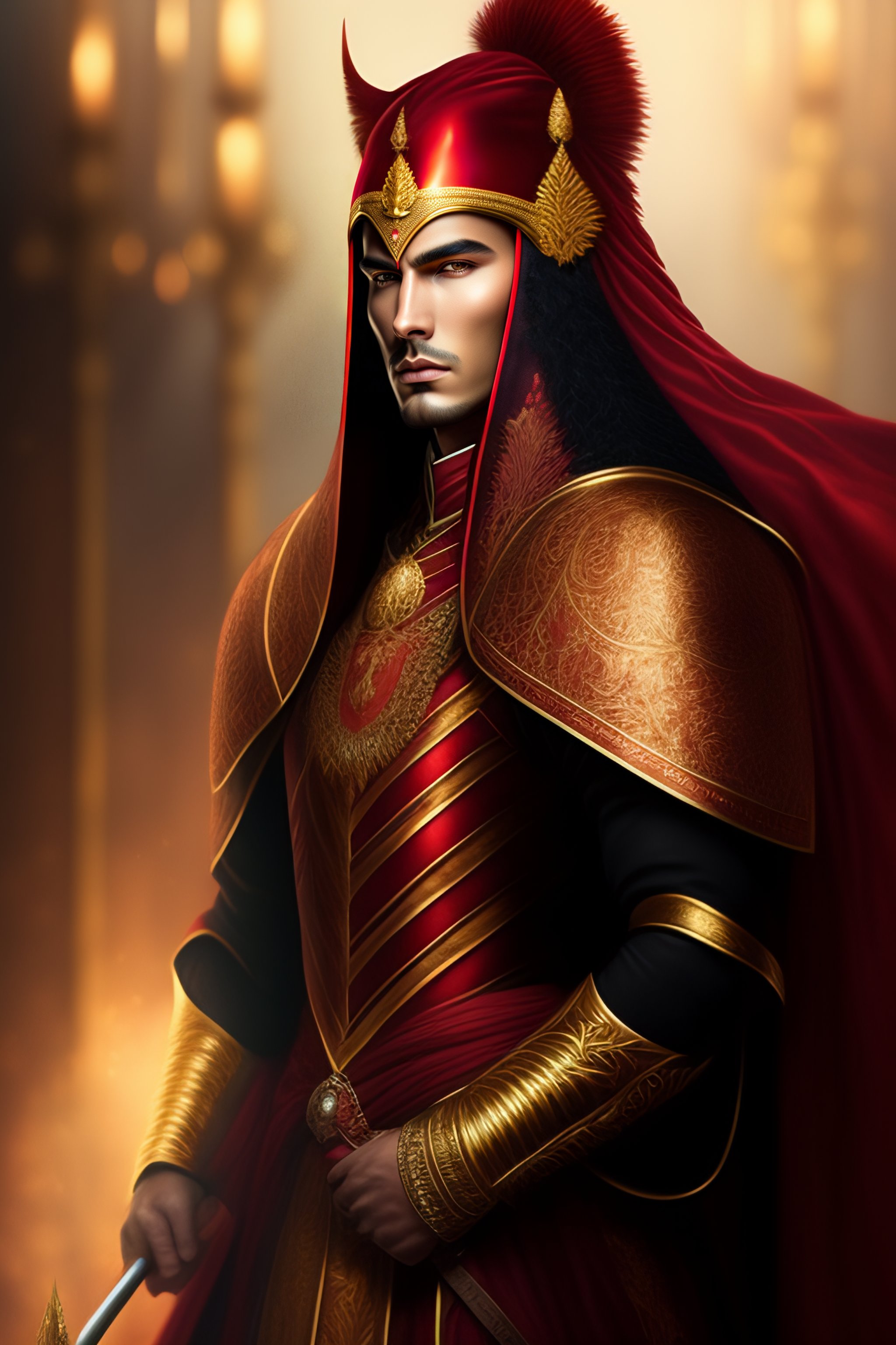 Lexica - Portrait of a red king, sharp focus, black hair, full body ...