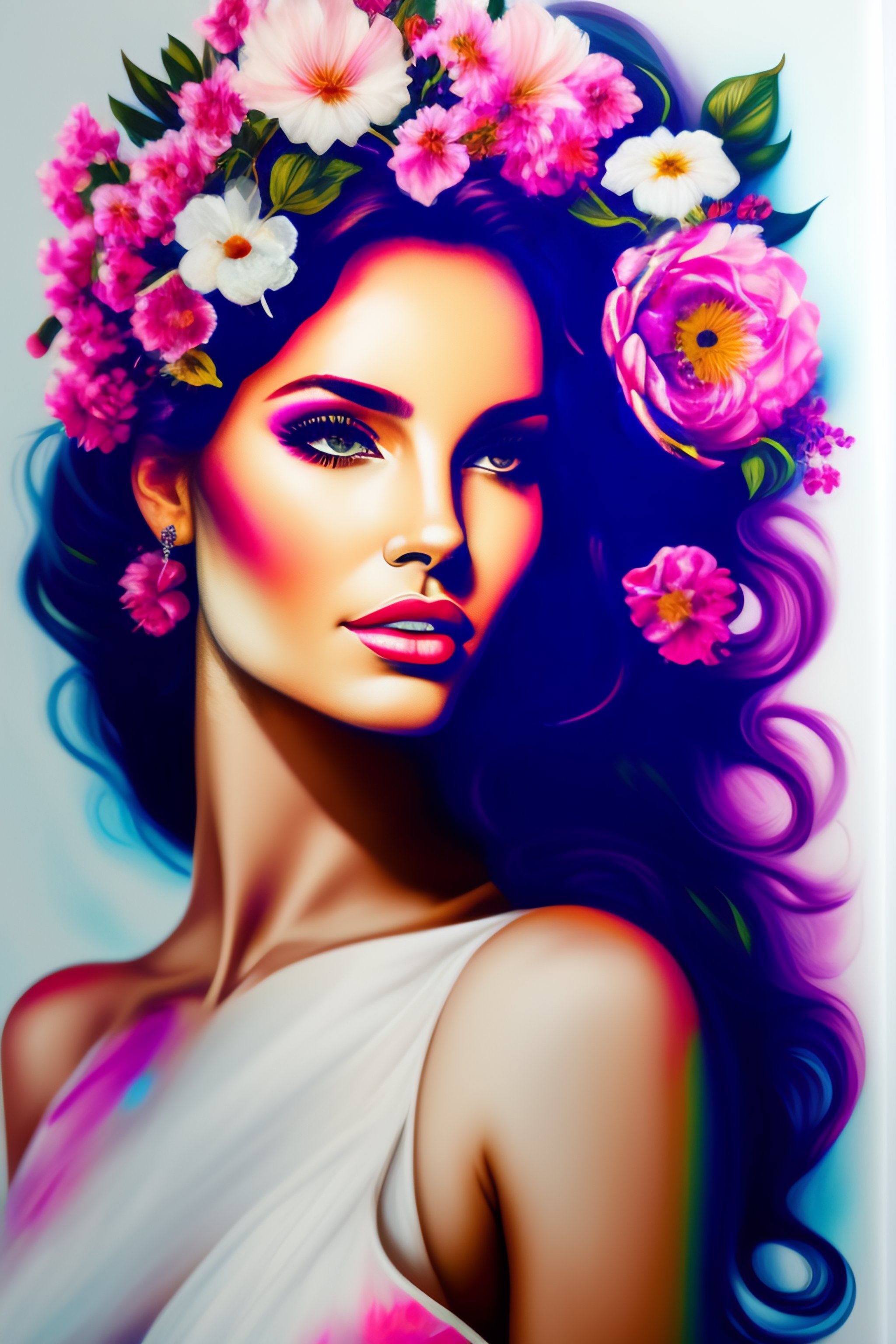 Lexica - Rough spray painted; beautiful white woman surrounded by ...