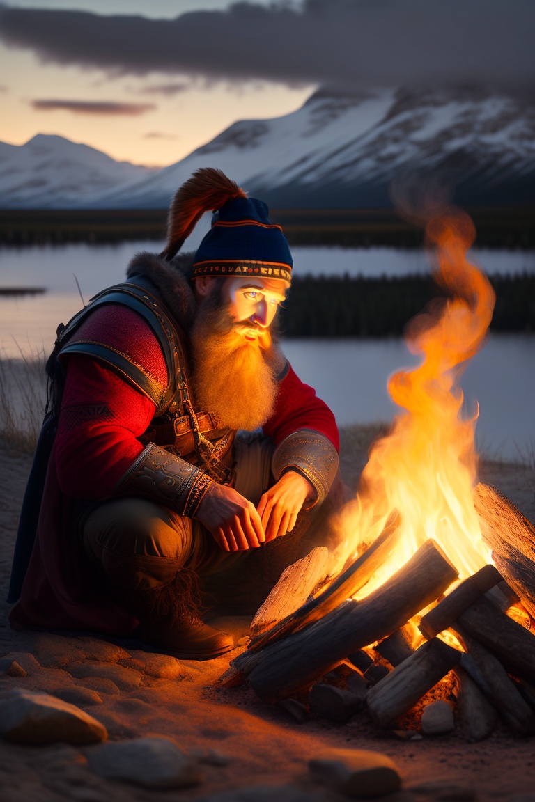 Lexica - Around the campfire, the Viking writes the code in runes.