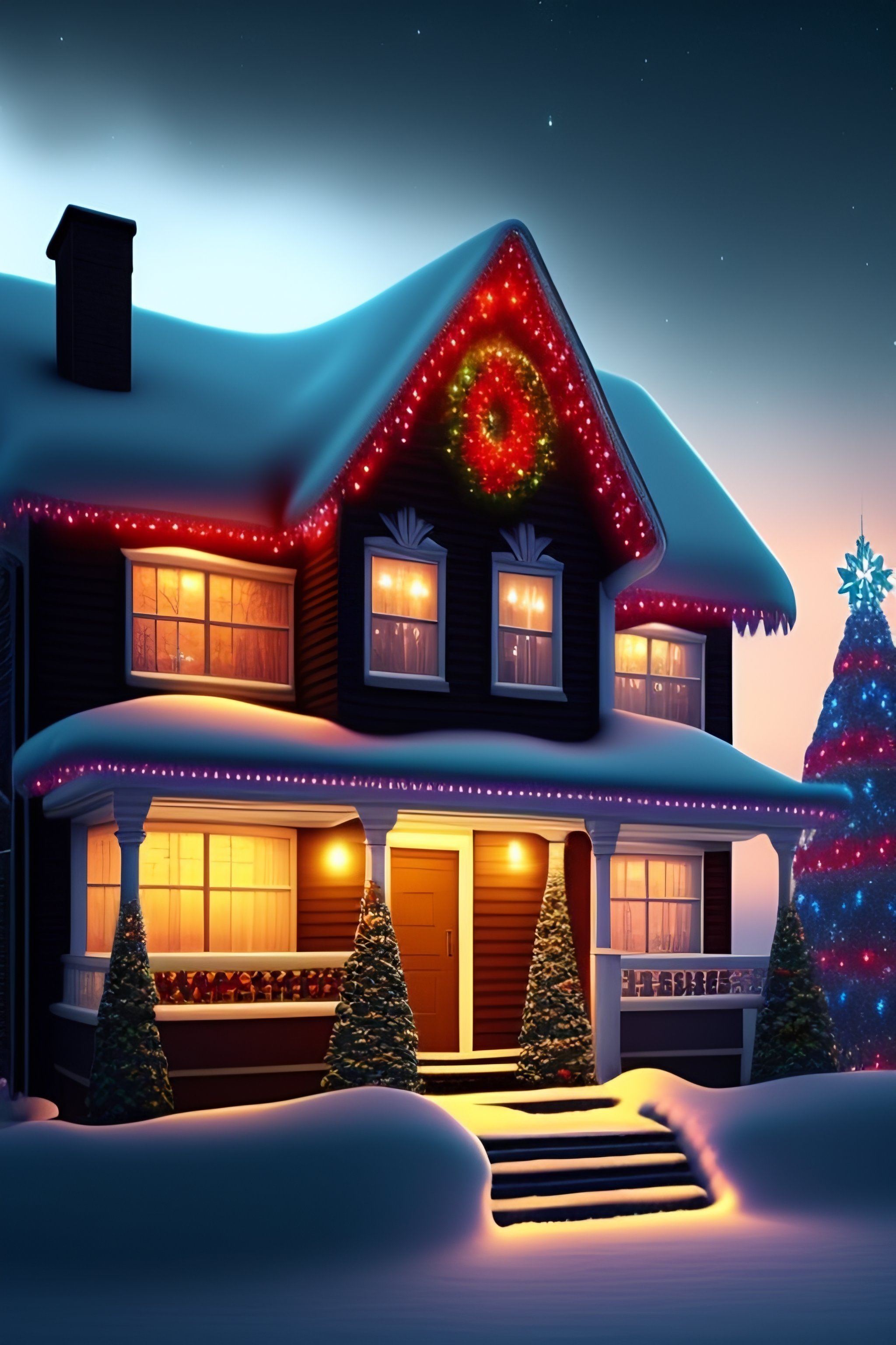 Lexica - City with cristmas view, christmas concept house, cristmas ...