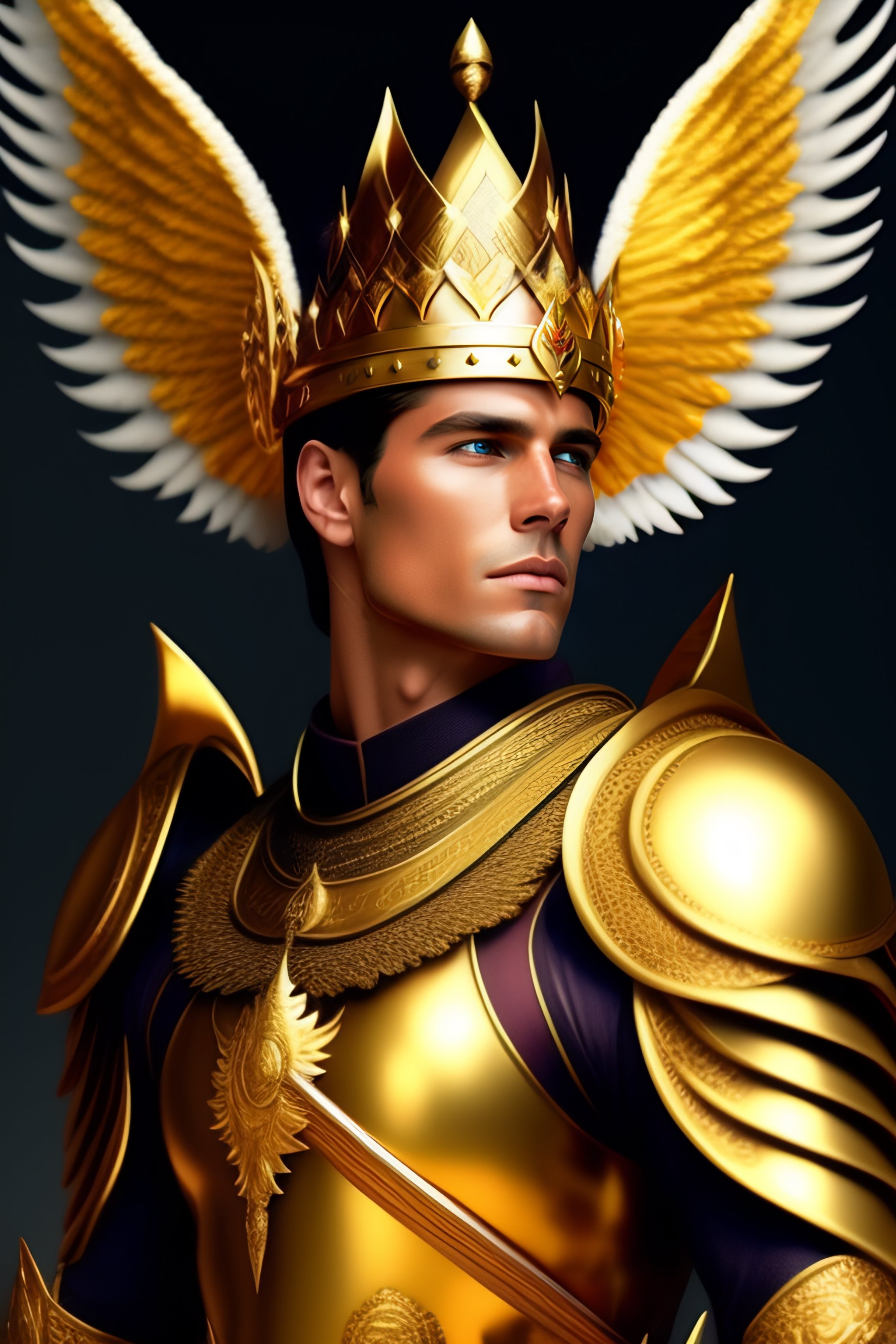 Lexica - Angel wings hell magic sun male armor god arrows bow king ...