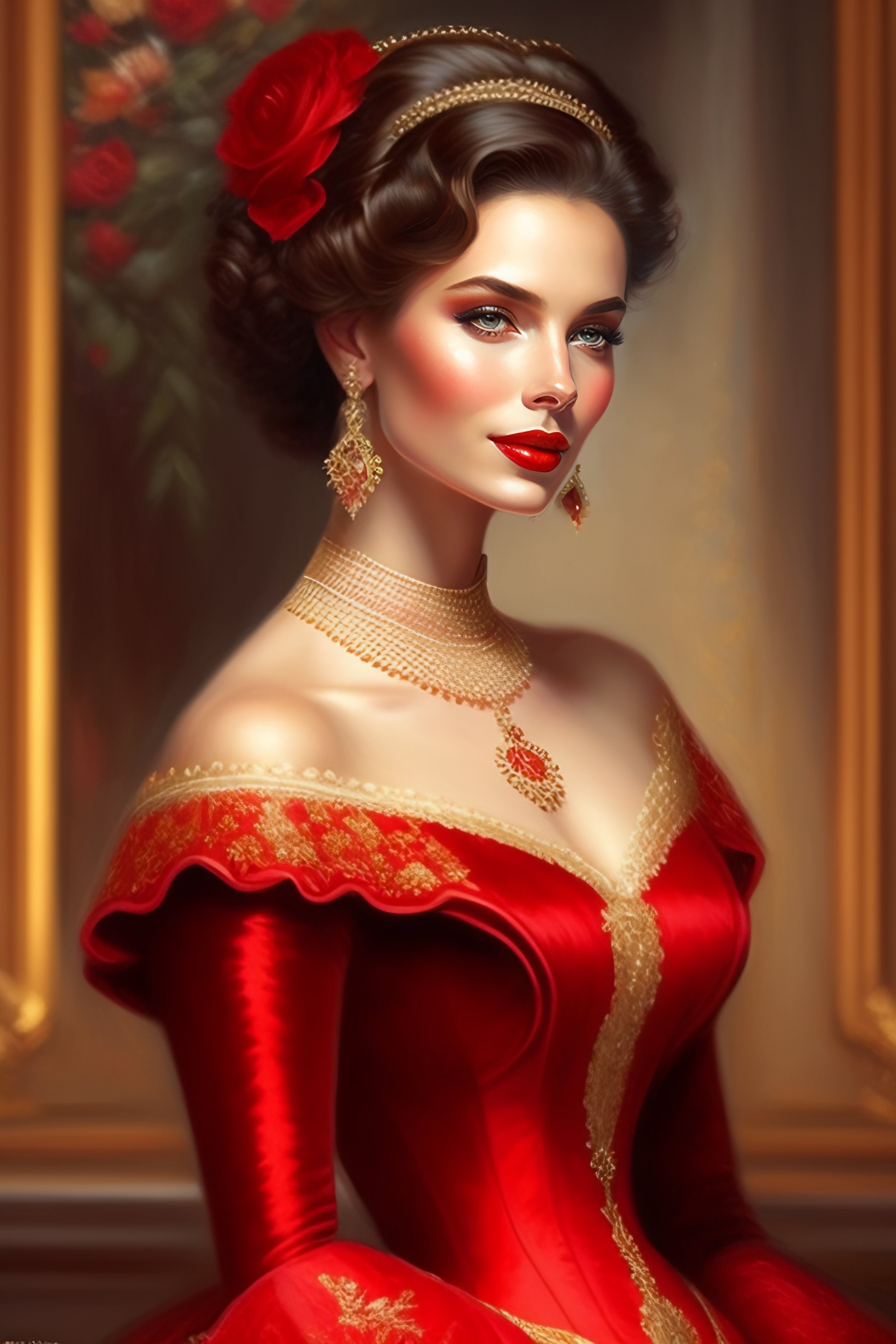 Lexica - Elegant laydy in red victorian dress. By Konstantin Razumov ...