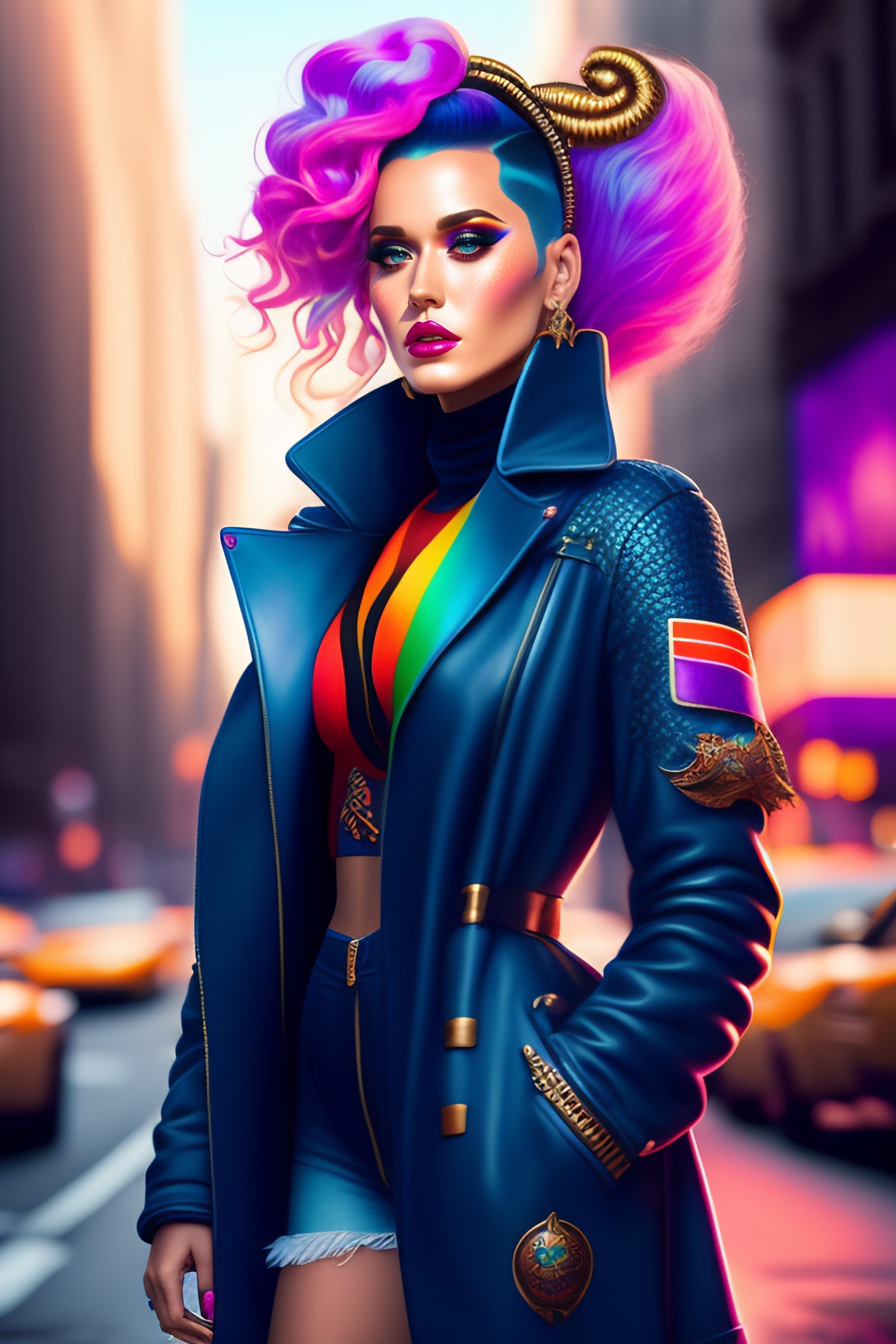 Lexica - Lofi BioPunk portrait katy perry with three dragons, Pixar ...