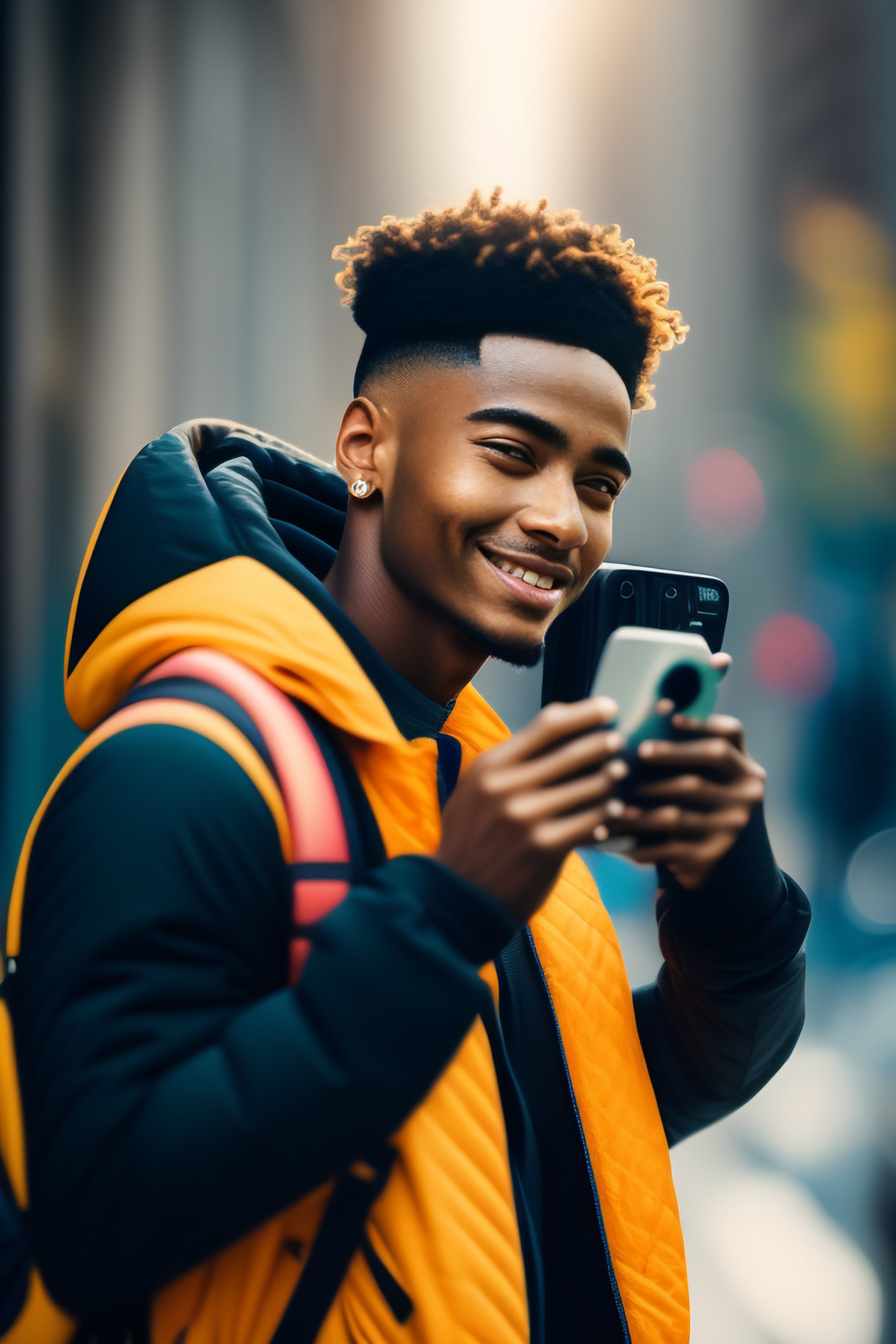 Lexica - A young man taking a selfie of himself with his iPhone